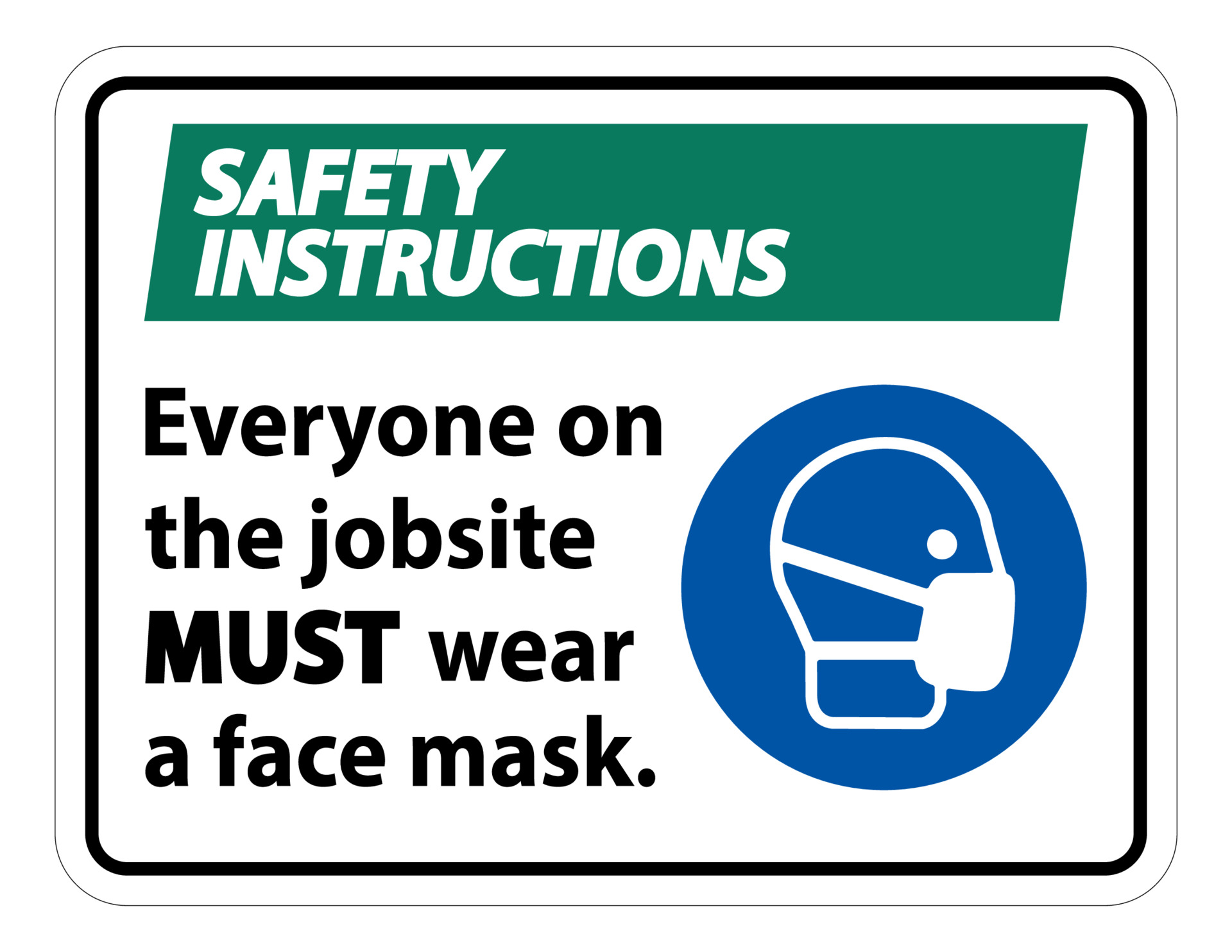 Safety Instructions Wear A Face Mask Sign Isolate On White Background ...