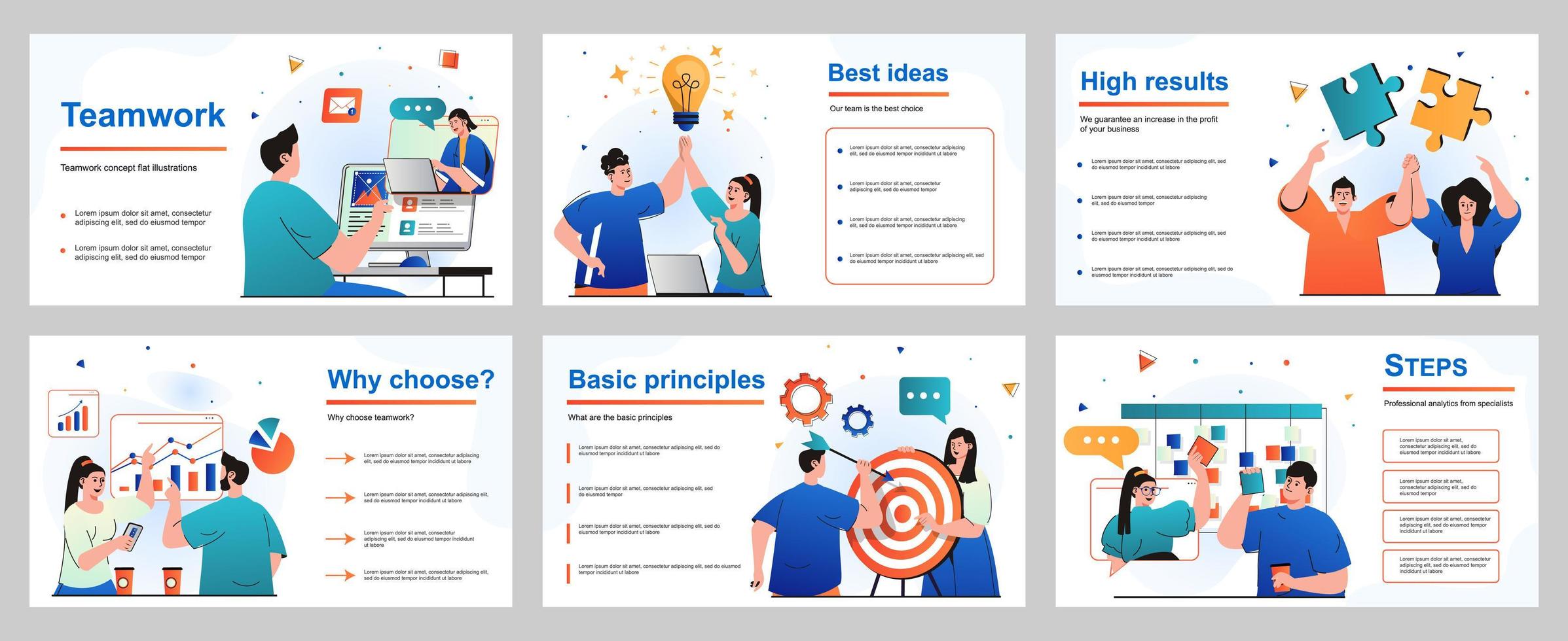 Teamwork concept for presentation slide template. People work together ... Teamwork concept for presentation slide template. People work together ...