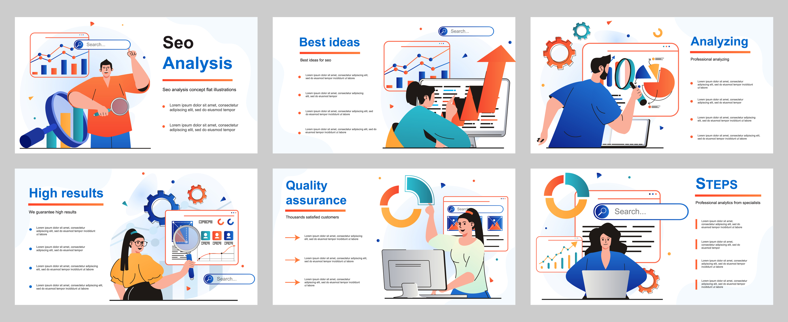 Seo analysis concept for presentation slide template. People analyze ...