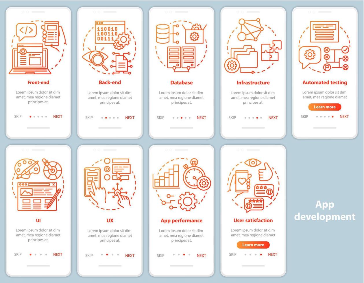 Application Development Onboarding Mobile App Page Screen Vector Template 3685538 Vector Art At