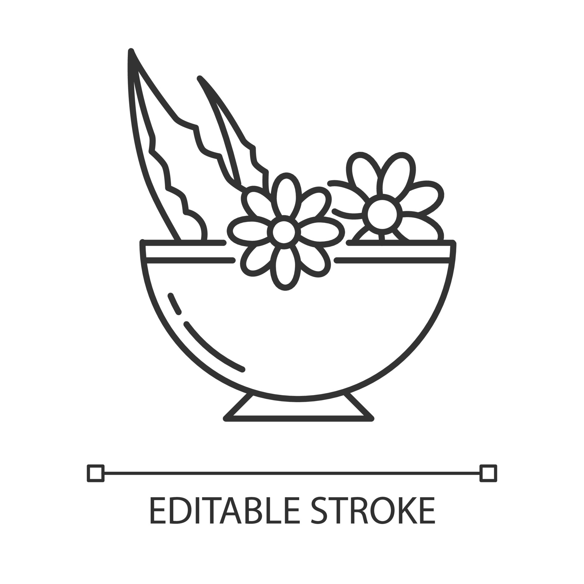 hojas en el icono lineal perfecto de píxeles de tazón de fuente ...