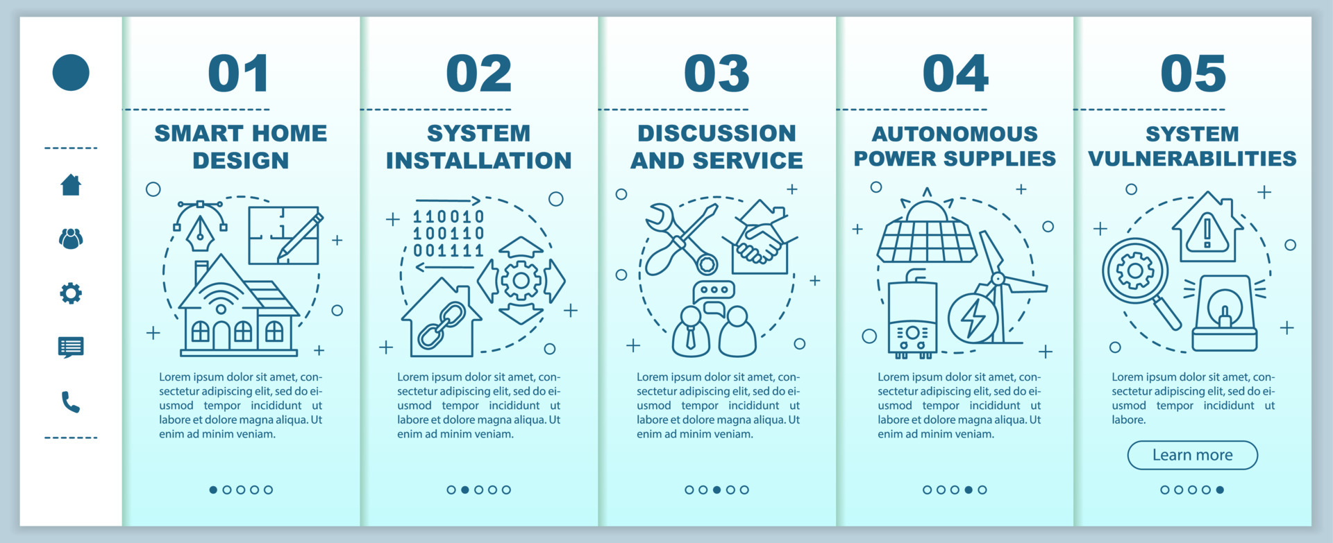 Smart House Onboarding Mobile Web Pages Vector Template Home Automation System Responsive