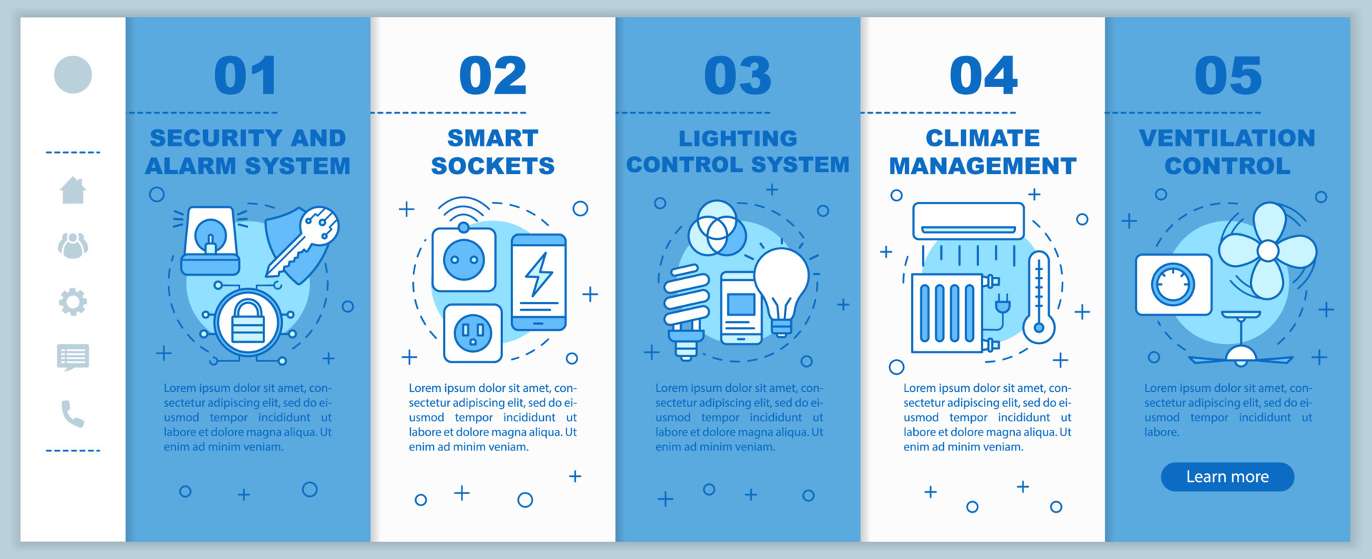 Smart House Onboarding Mobile Web Pages Vector Template Home Automation Responsive Smartphone