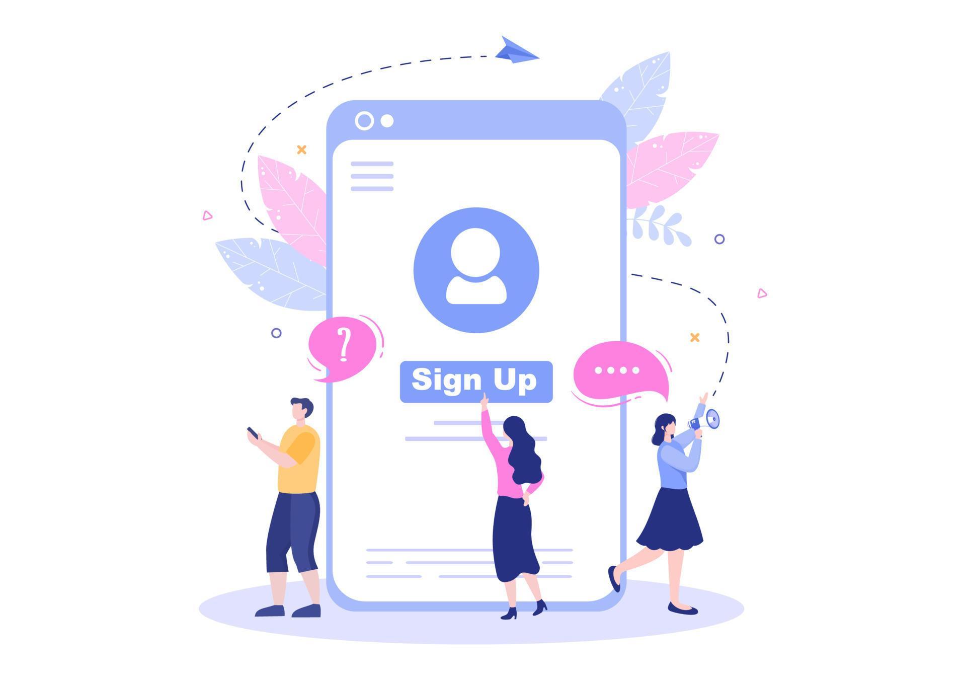 Online Registration Or Sign Up Login For Account On Smartphone App User Interface With Secure