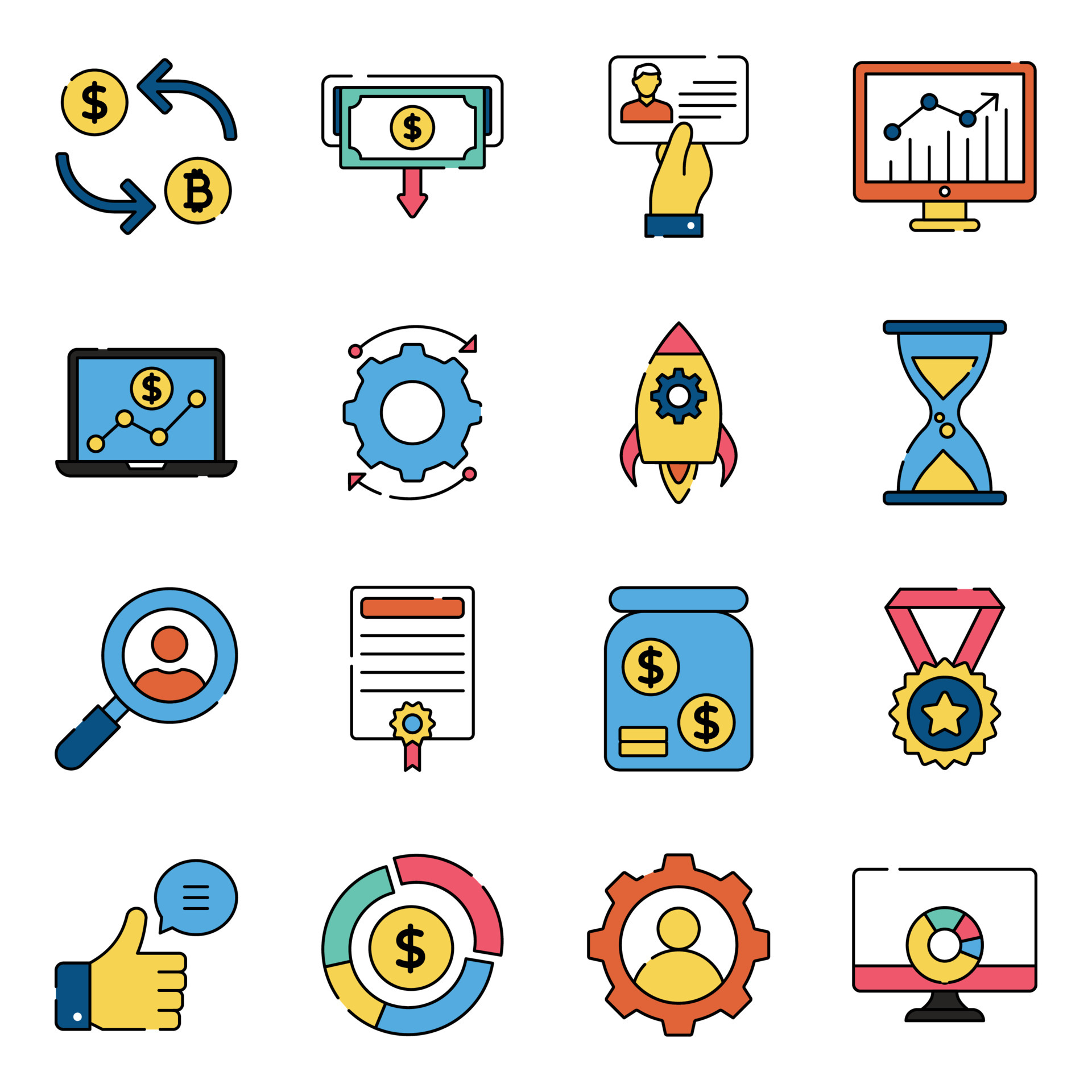 Pack of Finance Flat Icons 3690184 Vector Art at Vecteezy