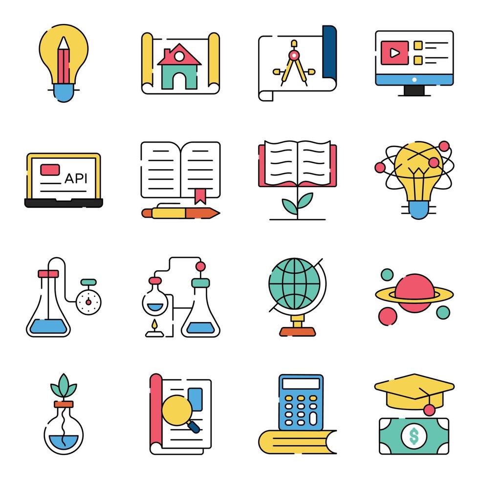 Pack of Education and Knowledge Flat Icons 3690213 Vector Art at Vecteezy