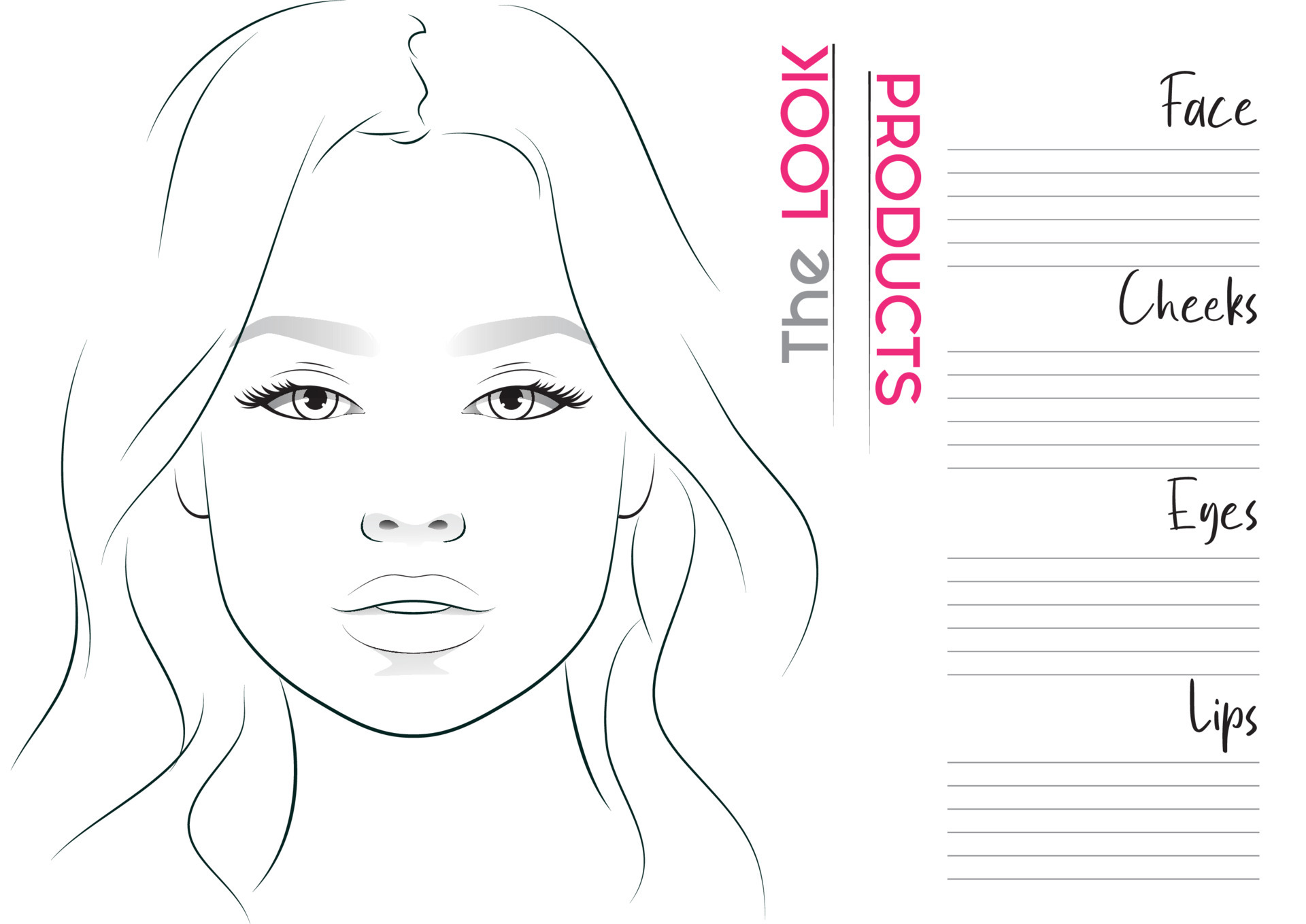 Realistic Makeup Artist Face Chart Blank Template. Vector Illustration ... Realistic Makeup Artist Face Chart Blank Template. Vector Illustration ...