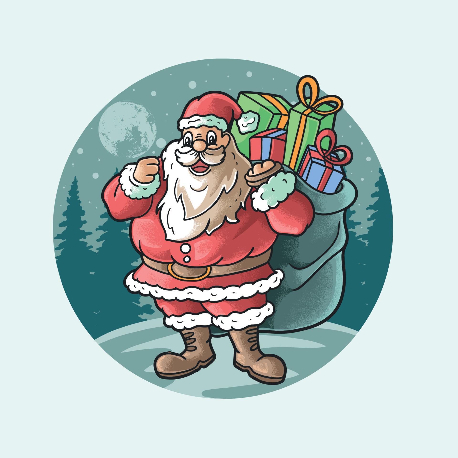 Santa Claus Brings Gifts on Christmas Eve 3692517 Vector Art at Vecteezy