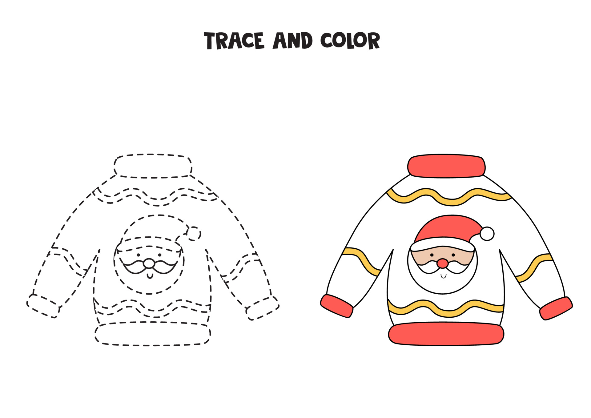 Trace And Color Cartoon Christmas Sweater Worksheet For Kids 3694447 trace-and-color-cartoon-christmas-sweater-worksheet-for-kids-3694447