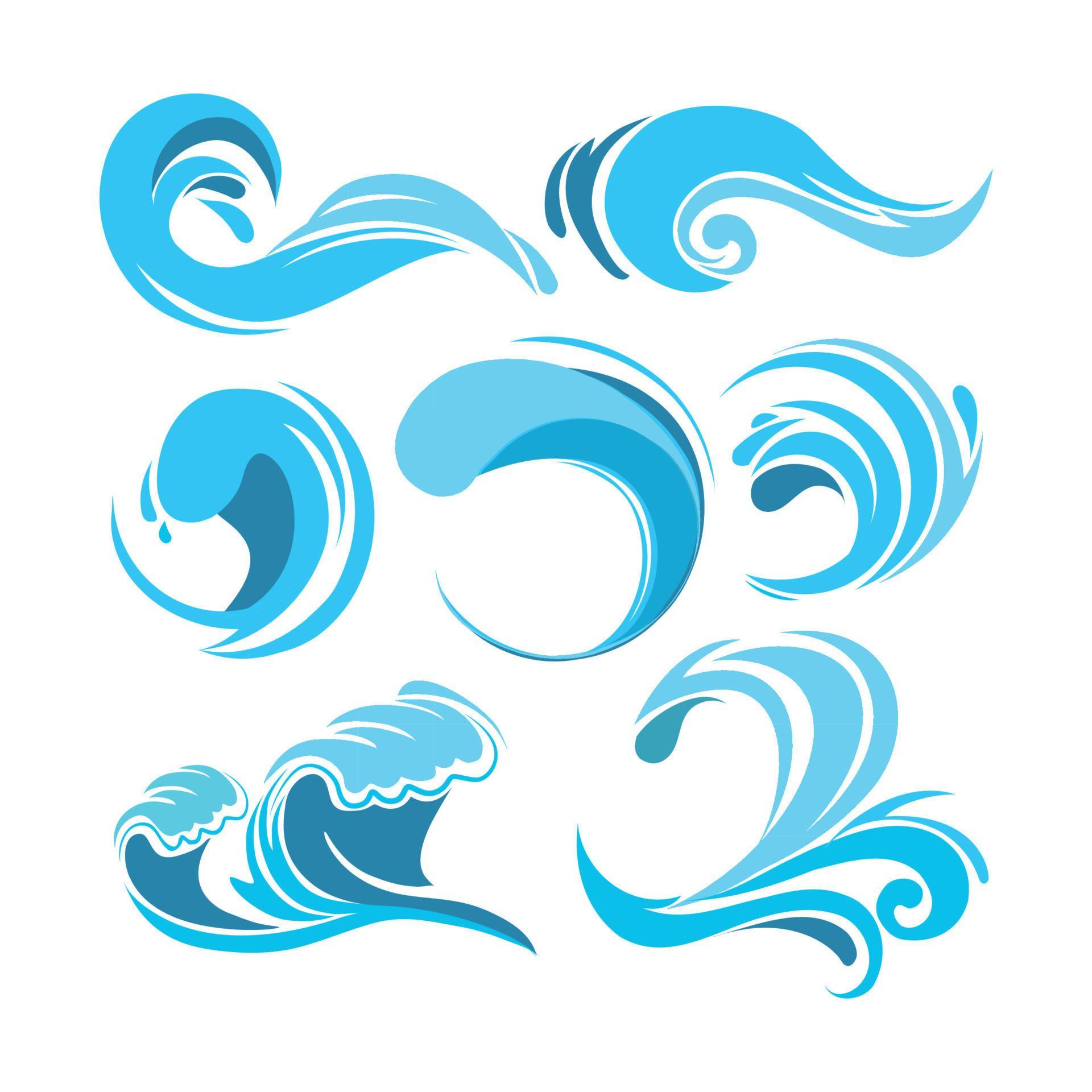 Water splashes ocean waves graphic symbols logo wave water sea swirl ...