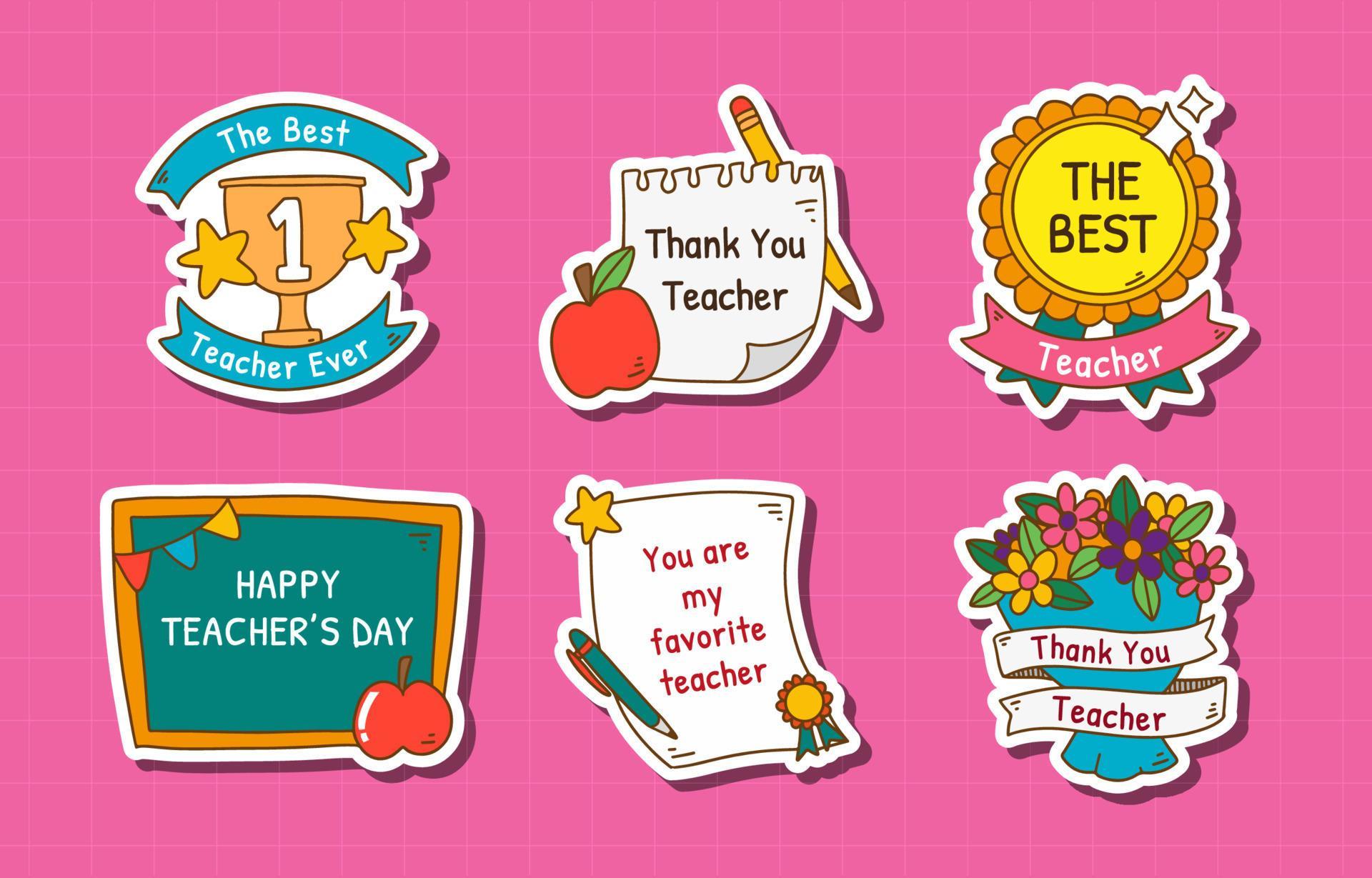 Teacher's Day Appreciation Stickers Set 3703162 Vector Art at Vecteezy