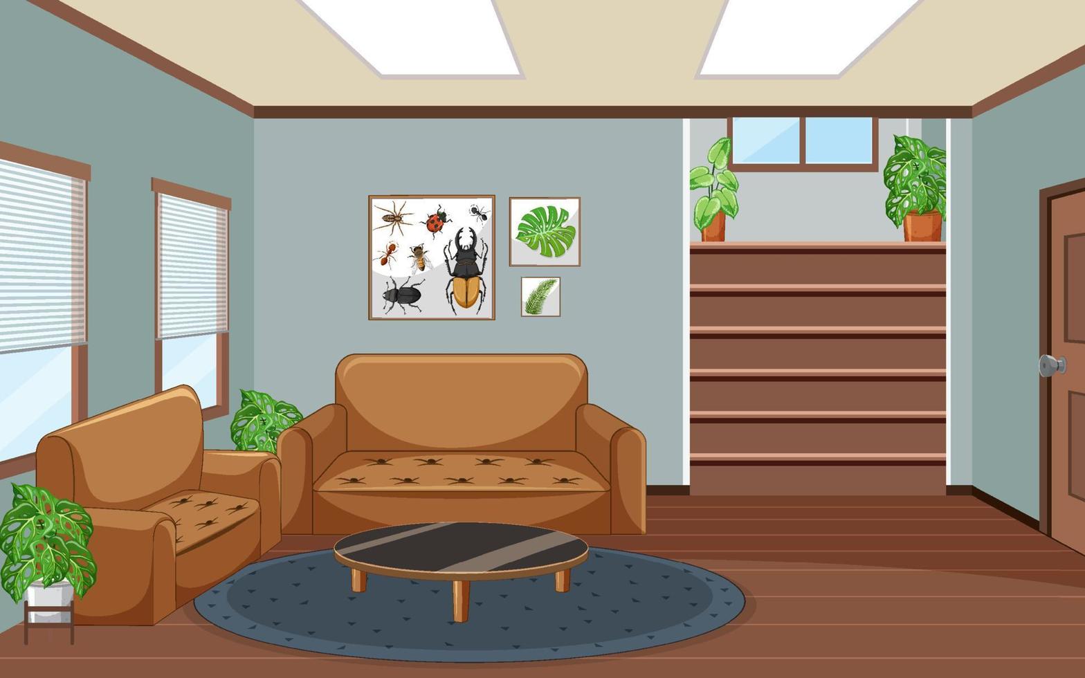 Living room interior design with furnitures 3707485 Vector Art at Vecteezy