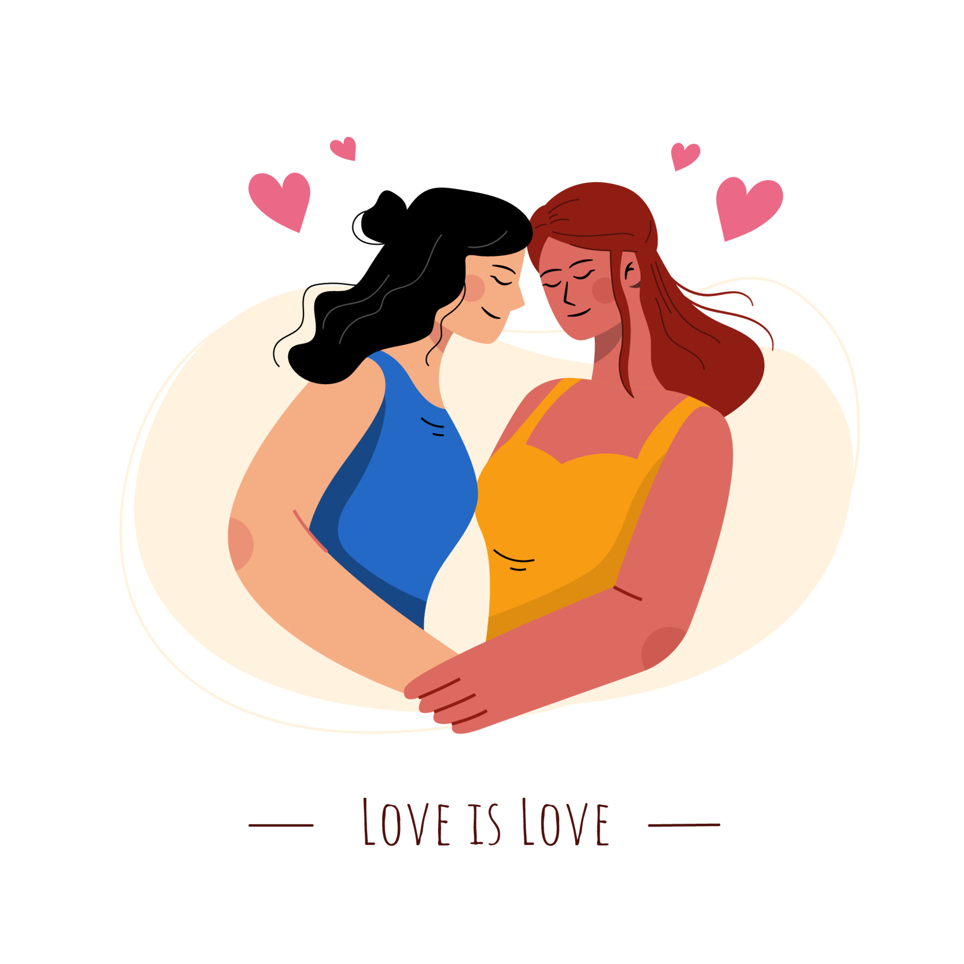 Lesbian Couple In Love Illustration 3710748 Vector Art At Vecteezy