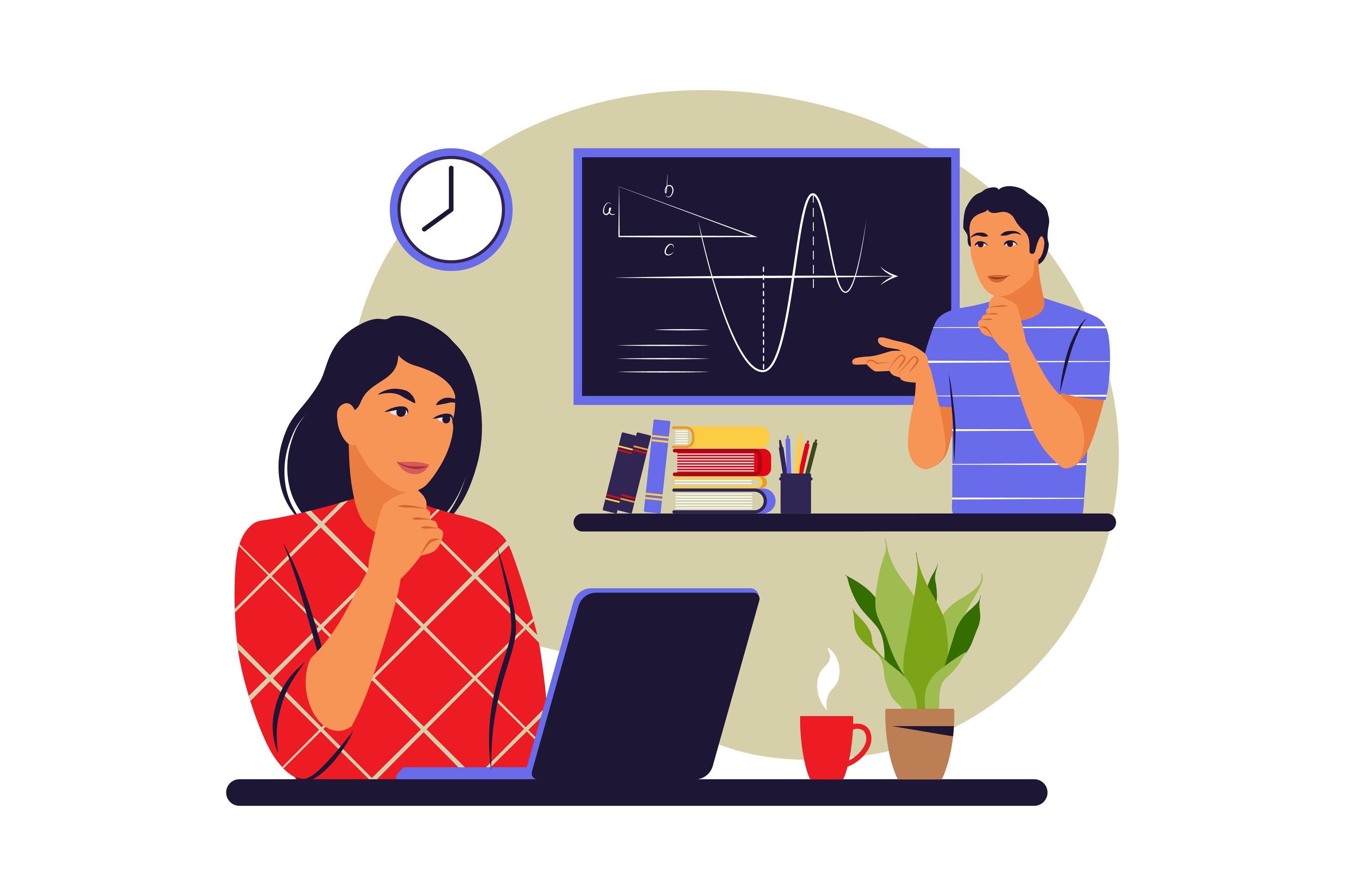 Online tutorial concept. Learning, courses, tutorials. Vector ...