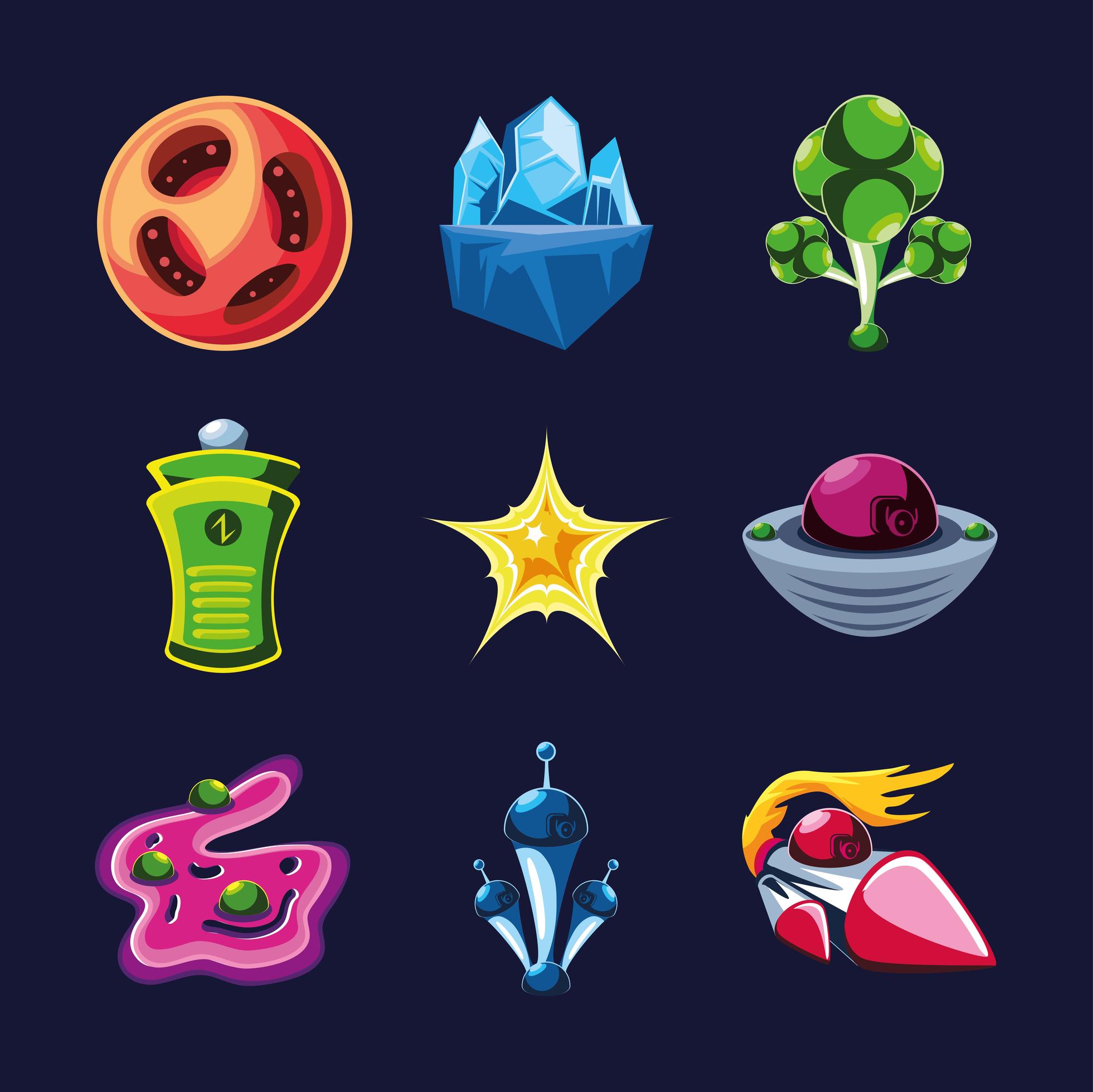 video game set 3719081 Vector Art at Vecteezy