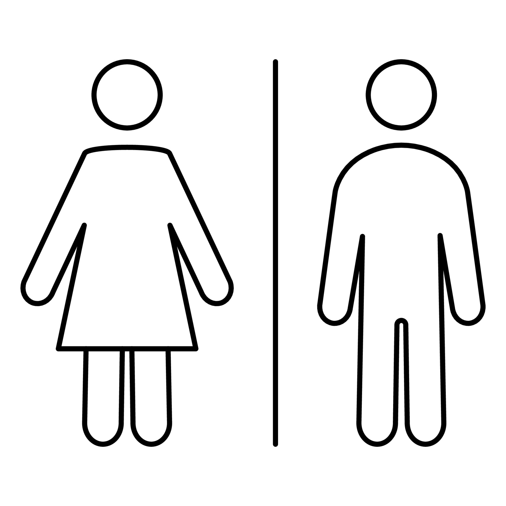 Restroom icons. Man and woman symbol. Male, Female toilet sign. WC line ... Restroom icons. Man and woman symbol. Male, Female toilet sign. WC line ...