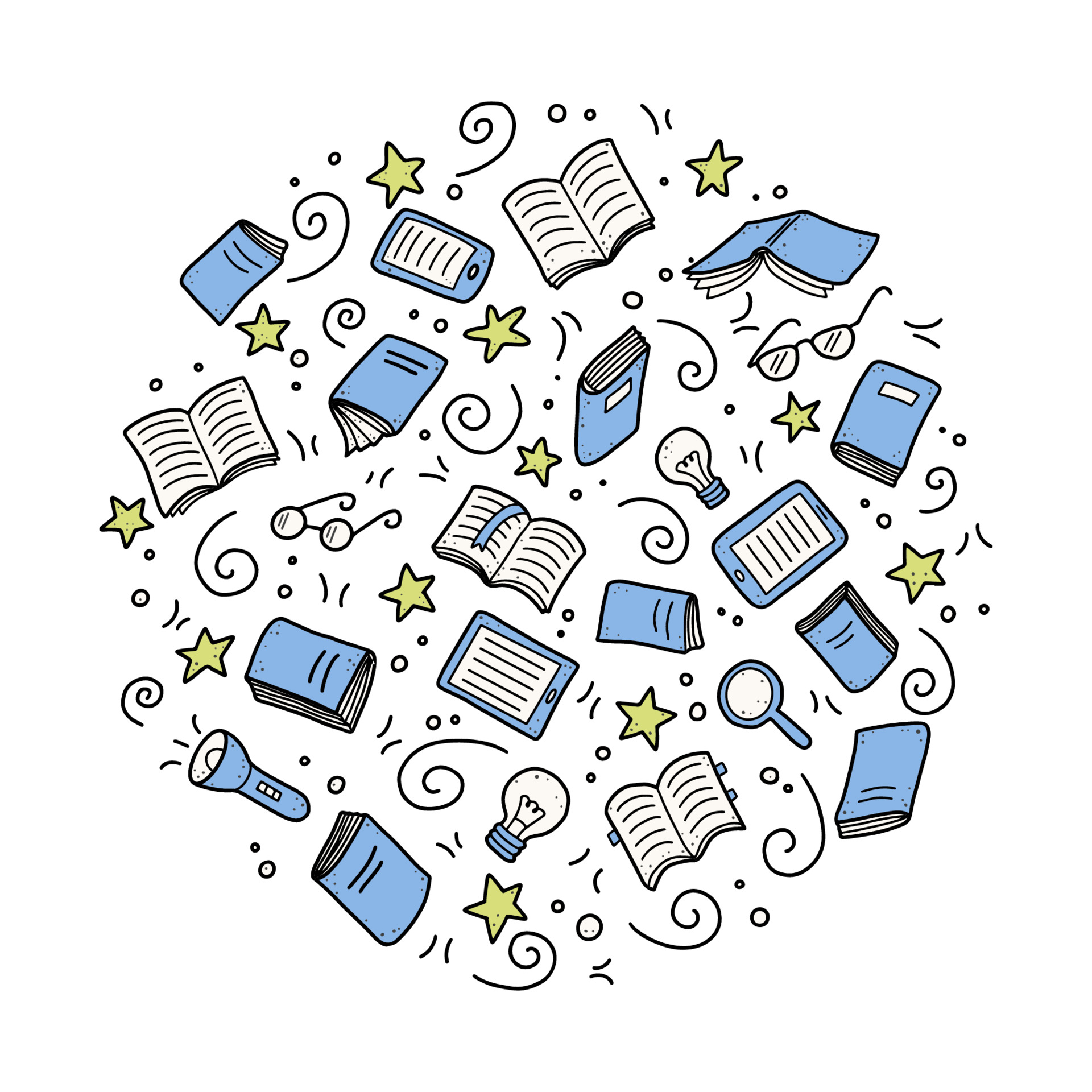Set Of Hand Drawn Book Doodle Elements 3724966 Vector Art At Vecteezy
