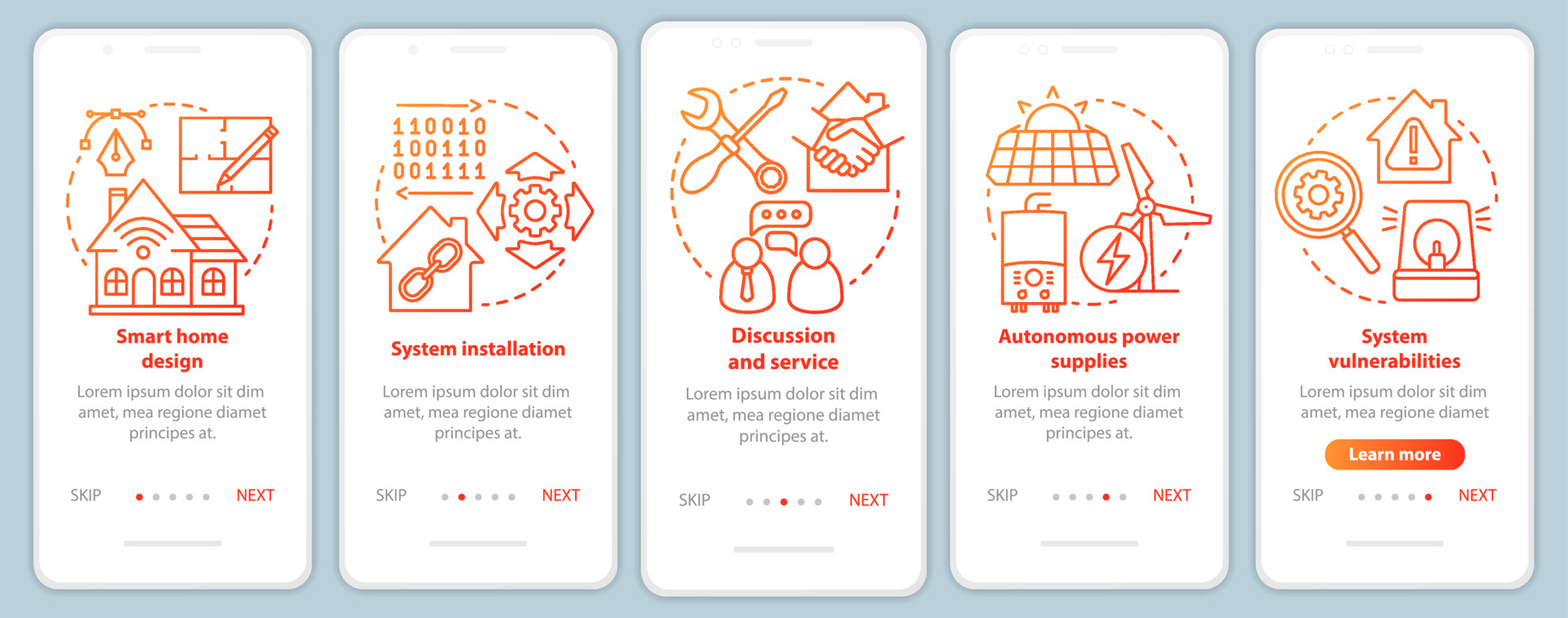Smart Home Onboarding Mobile App Page Screen Vector Template Home Automation System Design And