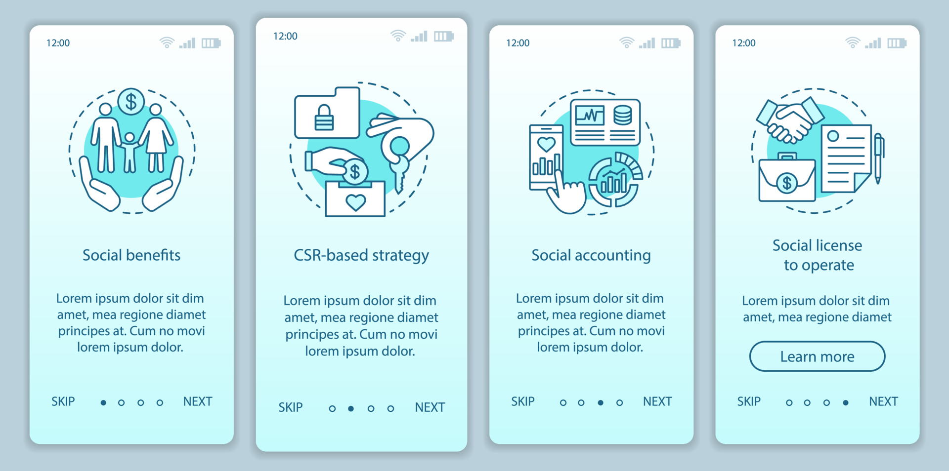 Csr Onboarding Mobile App Page Screen Vector Template 3731398 Vector