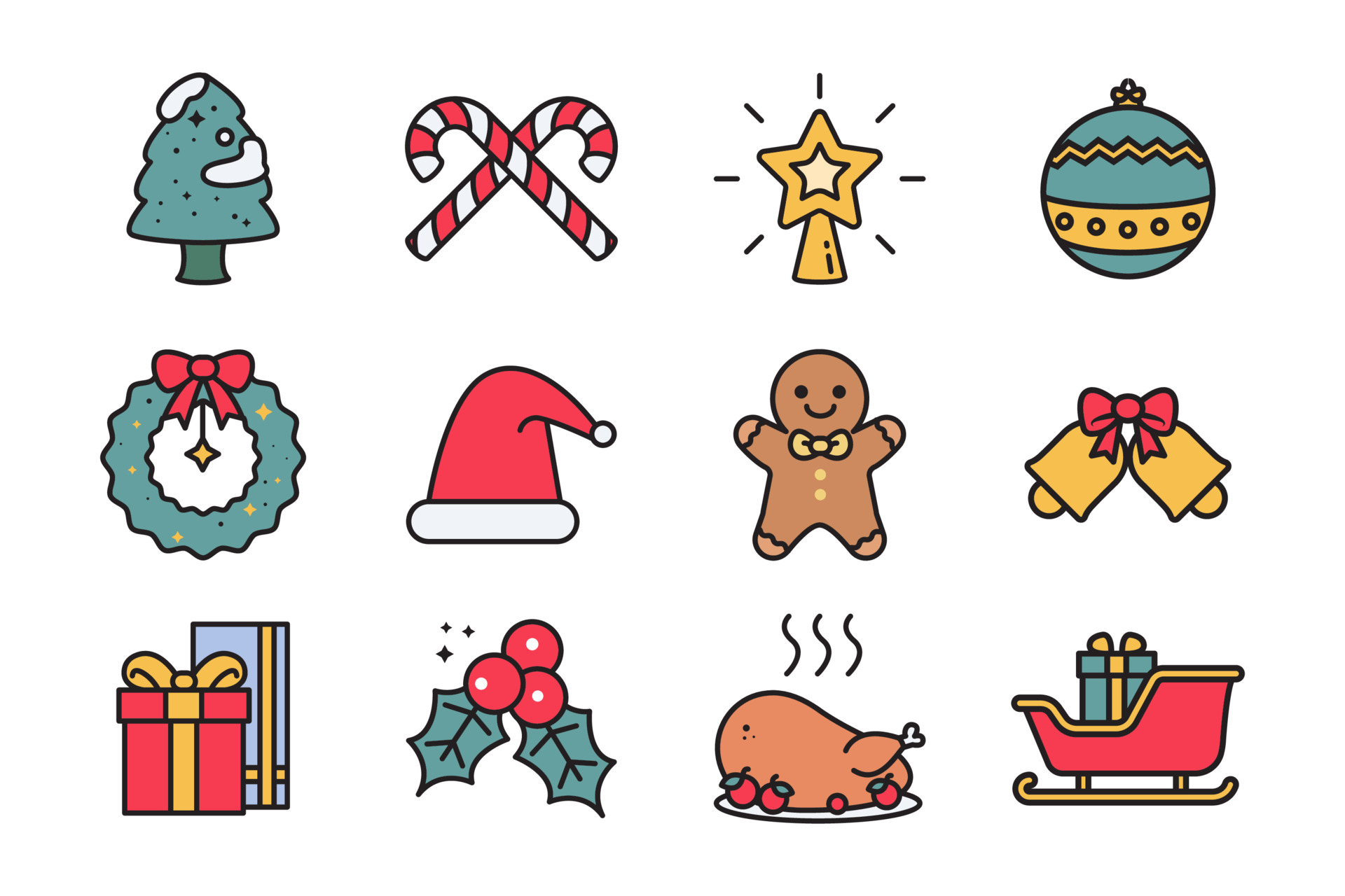 Christmas Icon Collection 3731652 Vector Art at Vecteezy
