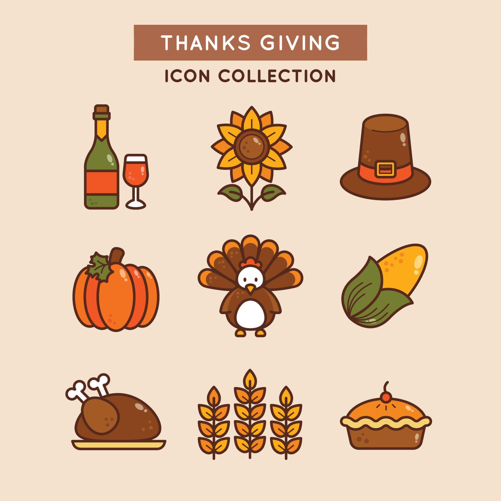Set of Thanksgiving Icons 3731720 Vector Art at Vecteezy