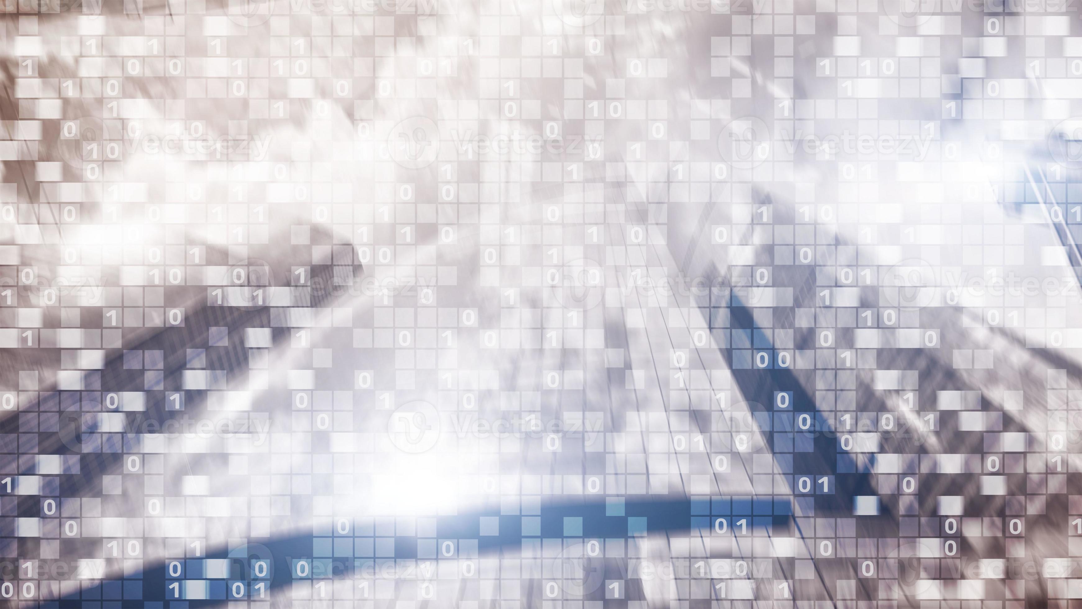 Digital code on blur city background. Abstract Binary code. 3733386 Stock Photo at Vecteezy
