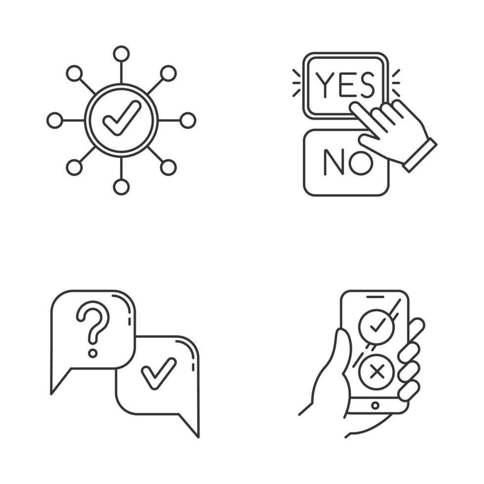 Survey Linear Icons Set Correct Answer Approve Option Spread Structure Yes No Faq Sign