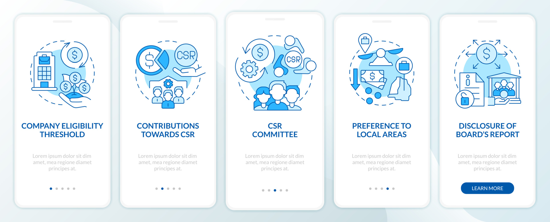 Csr Basics Blue Onboarding Mobile App Page Screen 3737512 Vector Art At