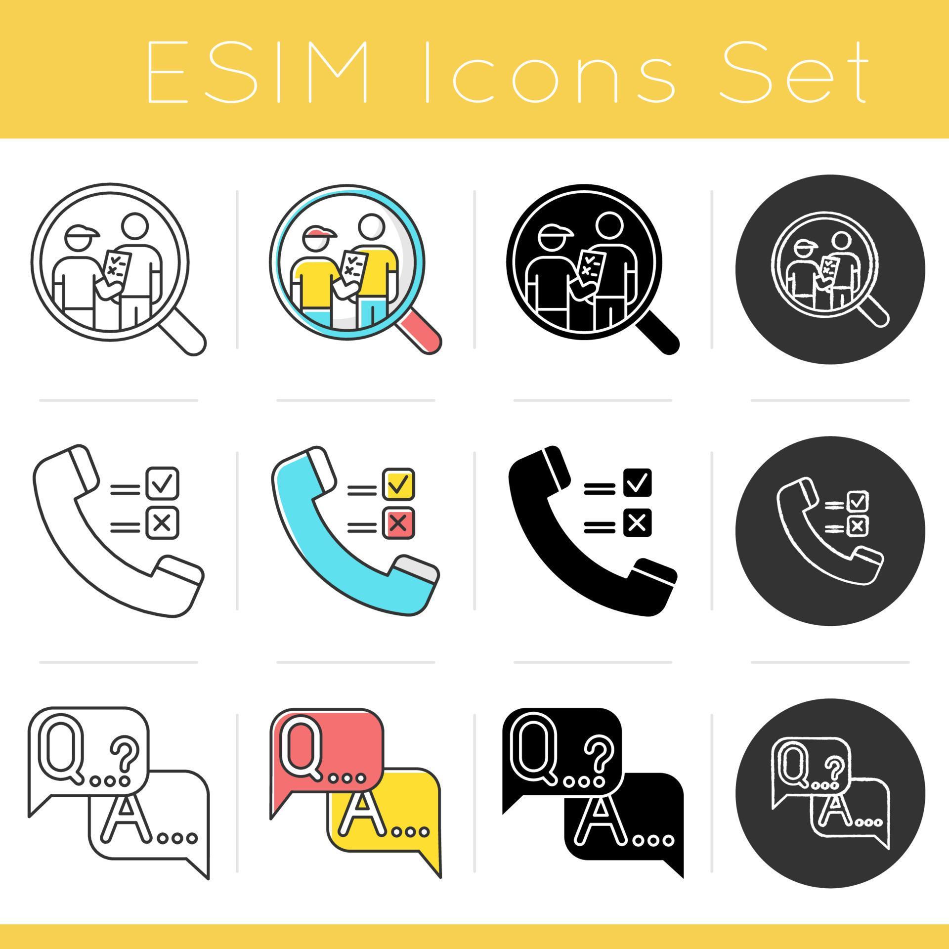 Survey Methods Icons Set Focus Group Telephone Poll Interview Public Opinion Customer