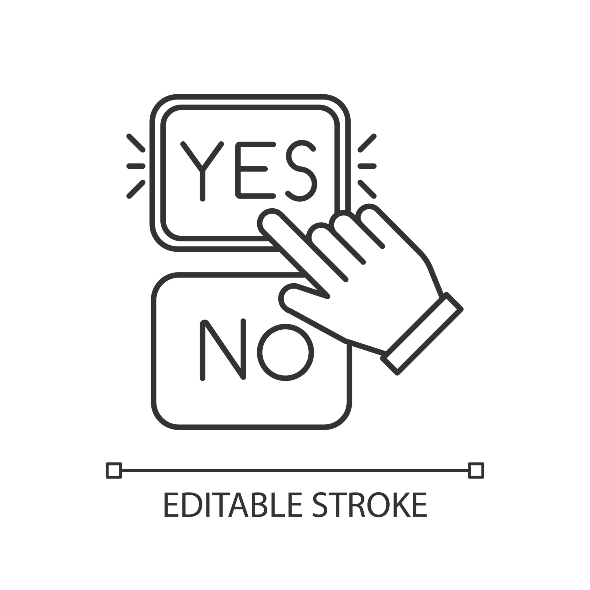 Choose Option Linear Icon Yes And No Buttons Hand Clicking Option Agree And Disagree Picking