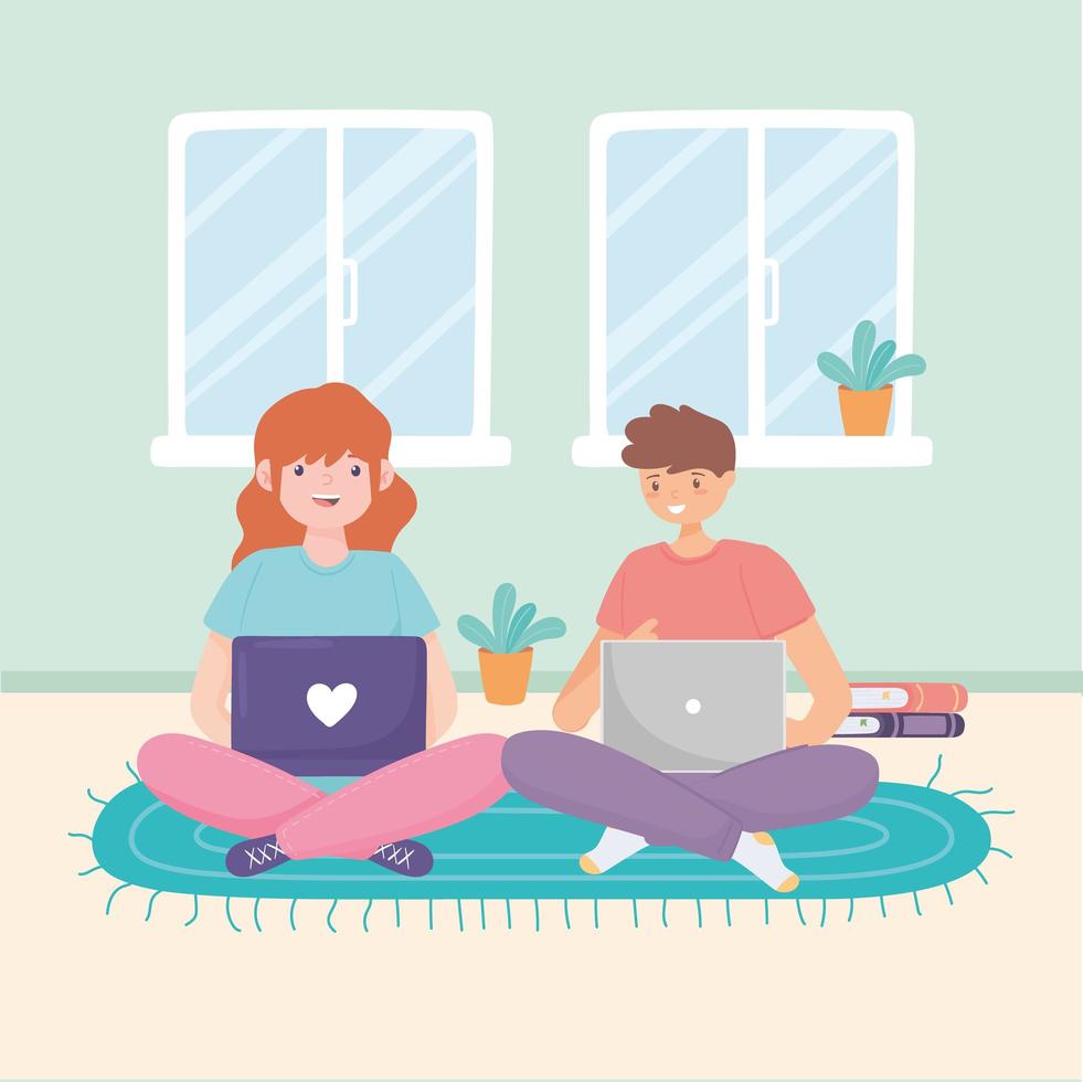 people using laptop 3744689 Vector Art at Vecteezy