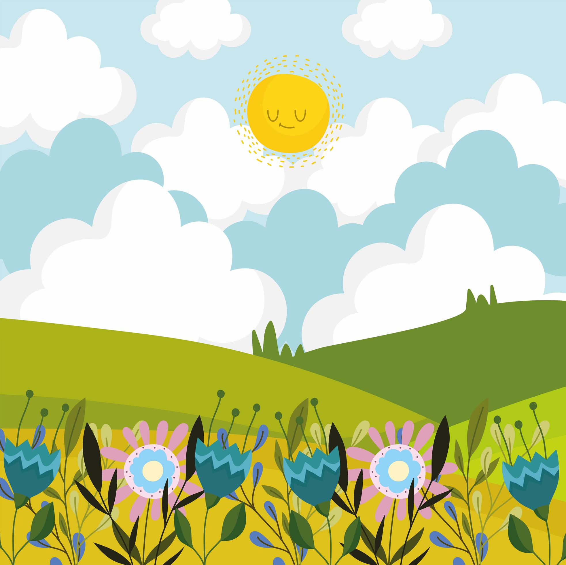 spring season landscape 3745165 Vector Art at Vecteezy