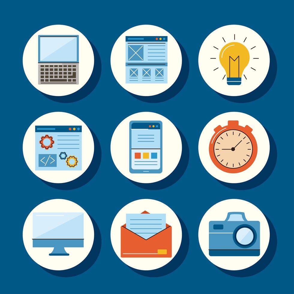 nine web design icons 3754329 Vector Art at Vecteezy