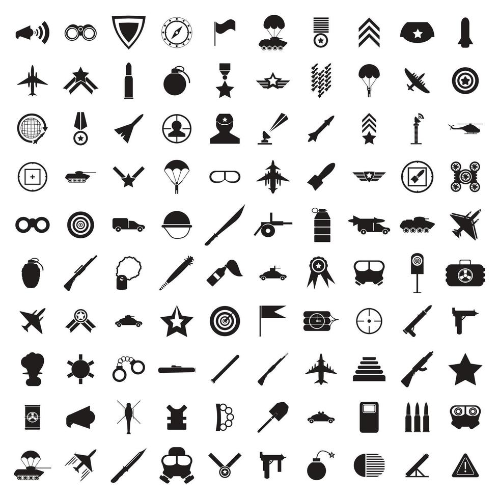 100 military icons set, simple style 3756034 Vector Art at Vecteezy 100 military icons set, simple style 3756034 Vector Art at Vecteezy