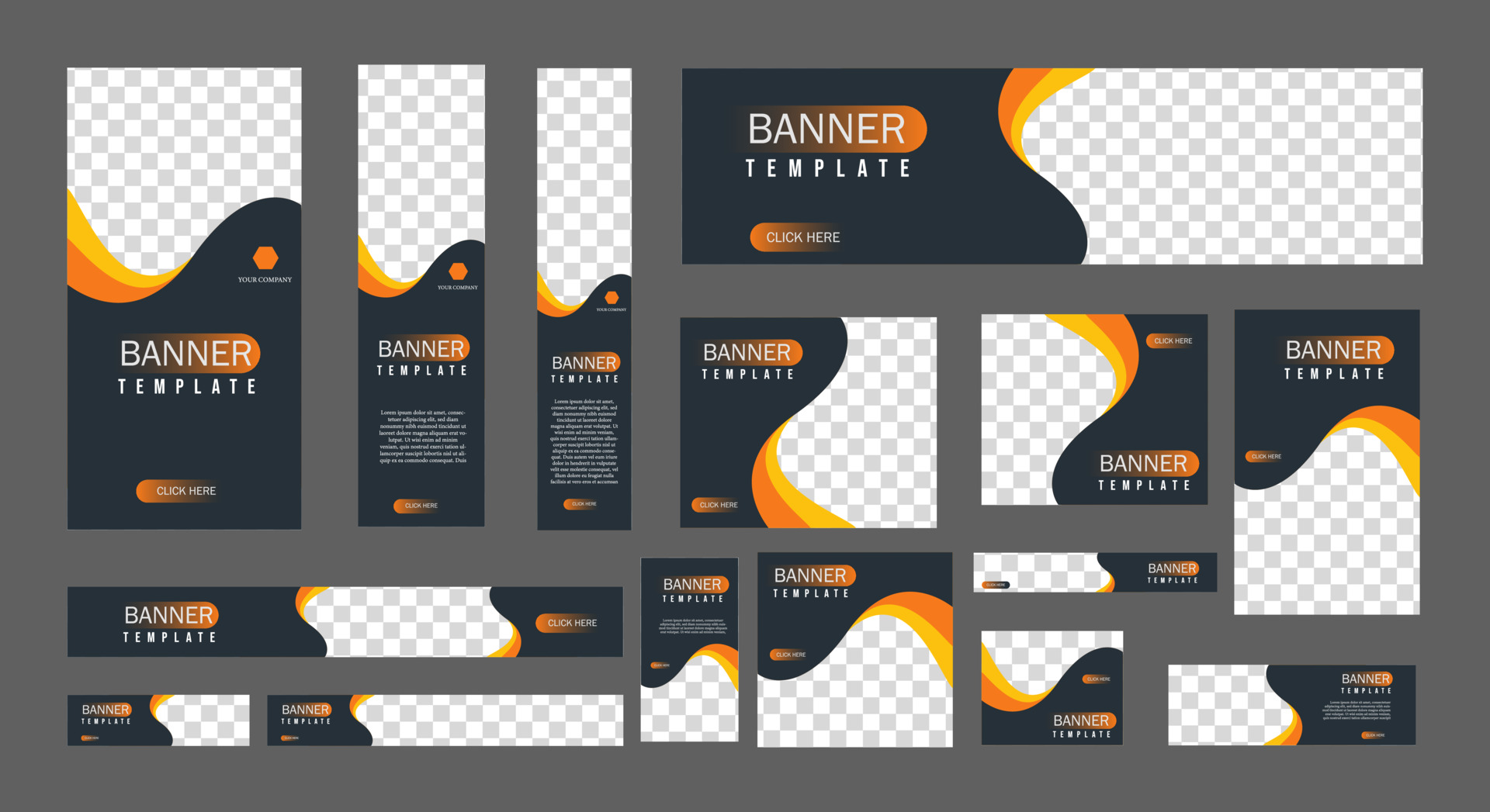 set of creative web banners of standard size with a place for photos ...