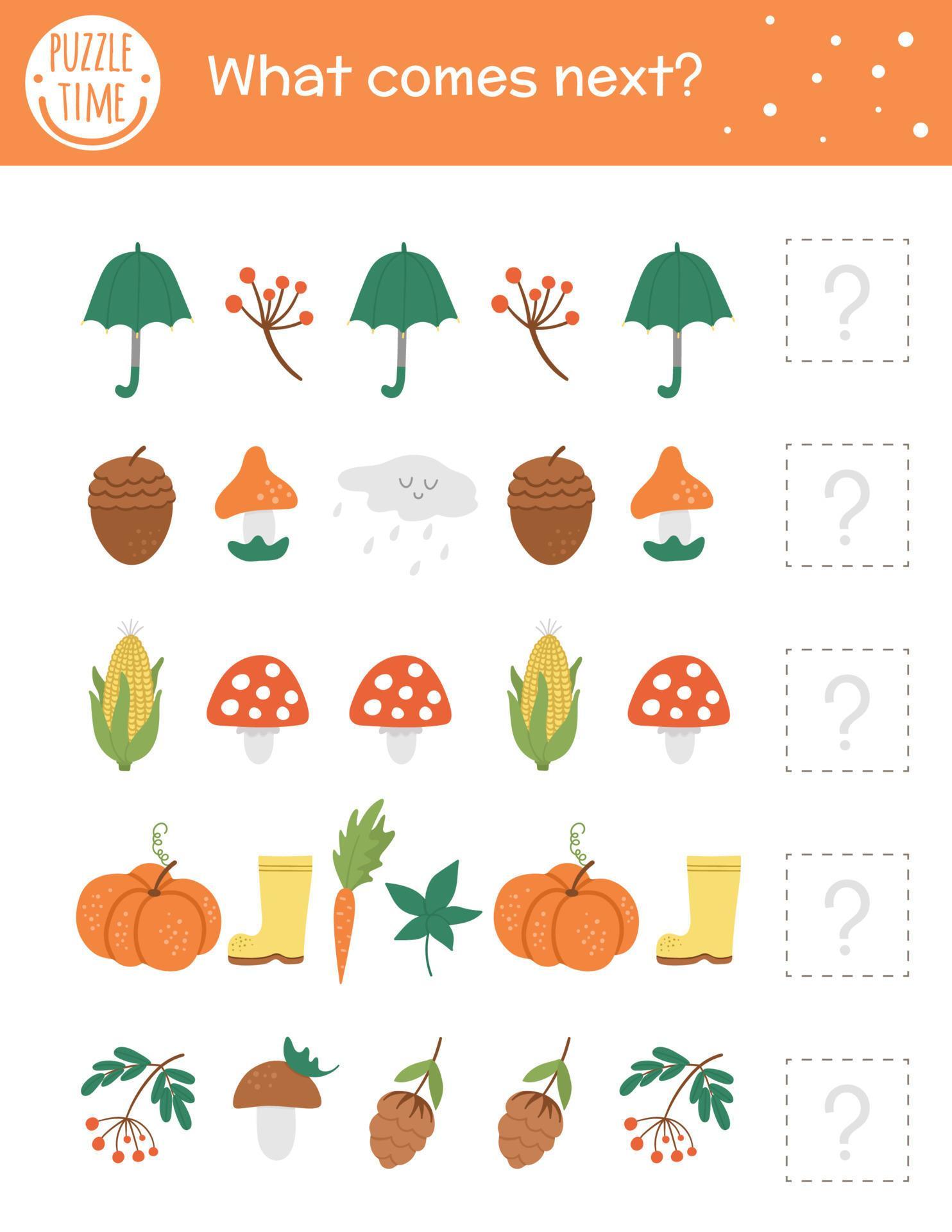 What comes next. Autumn matching activity for preschool children with ...