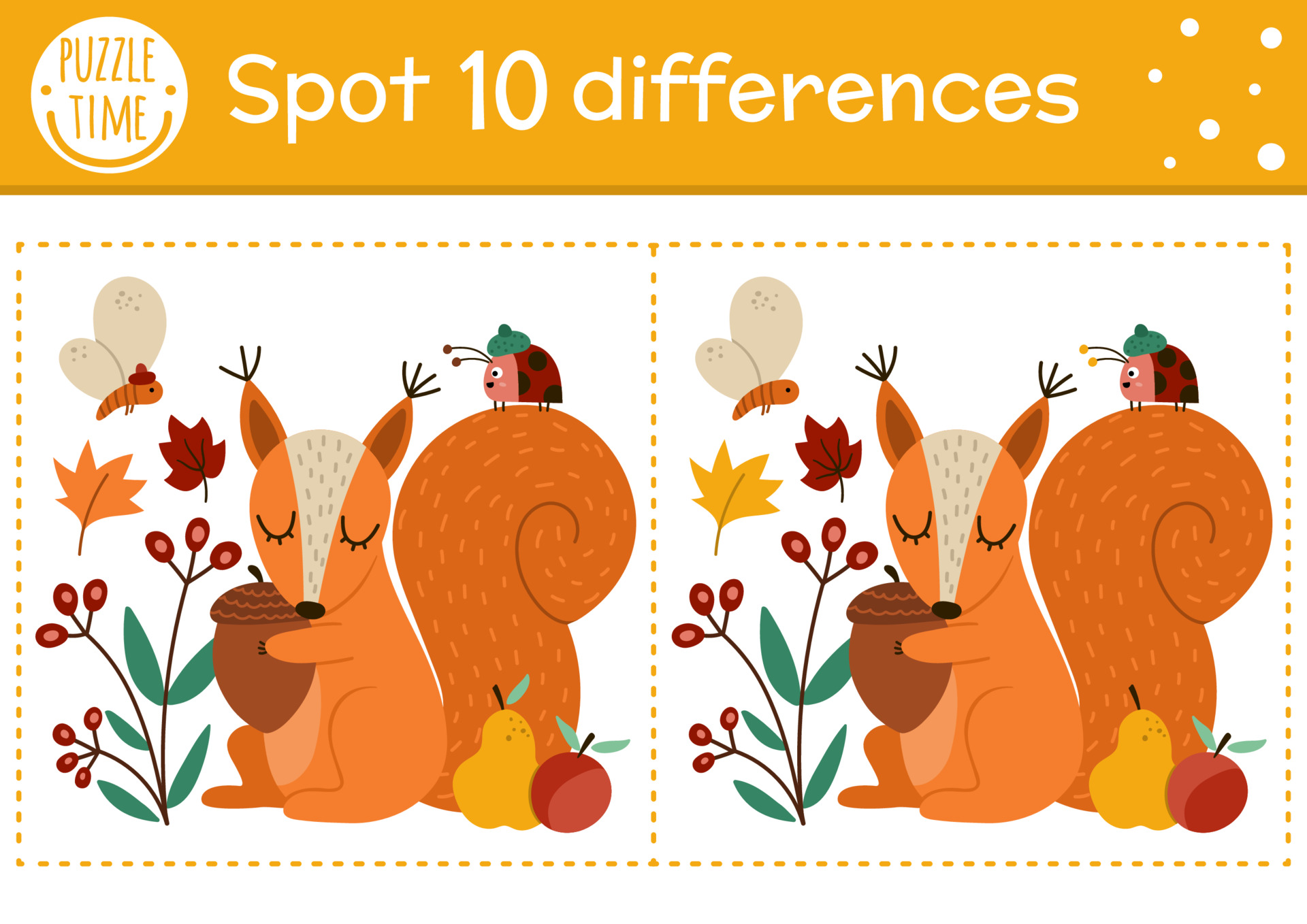 Find differences game for children. Autumn forest educational activity ... Find differences game for children. Autumn forest educational activity ...