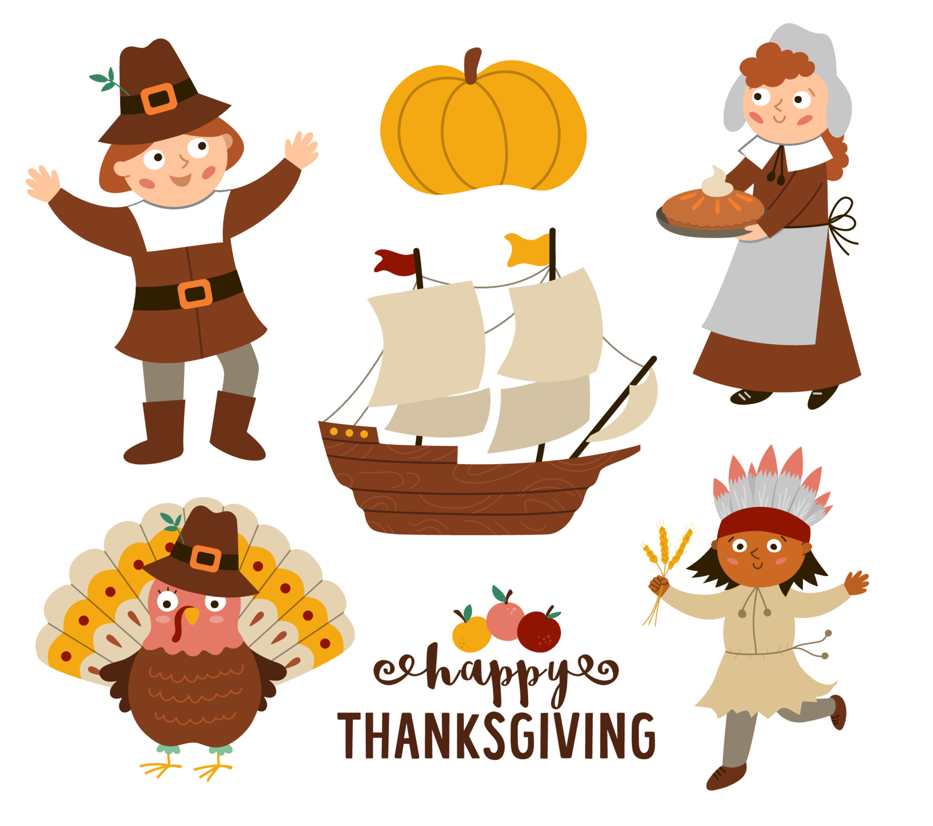 Cute Pilgrims Clipart