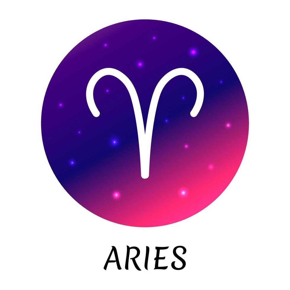 Zodiac Sign Aries Isolated Vector Icon Zodiac Symbol With Starry Gradient Design Astrological