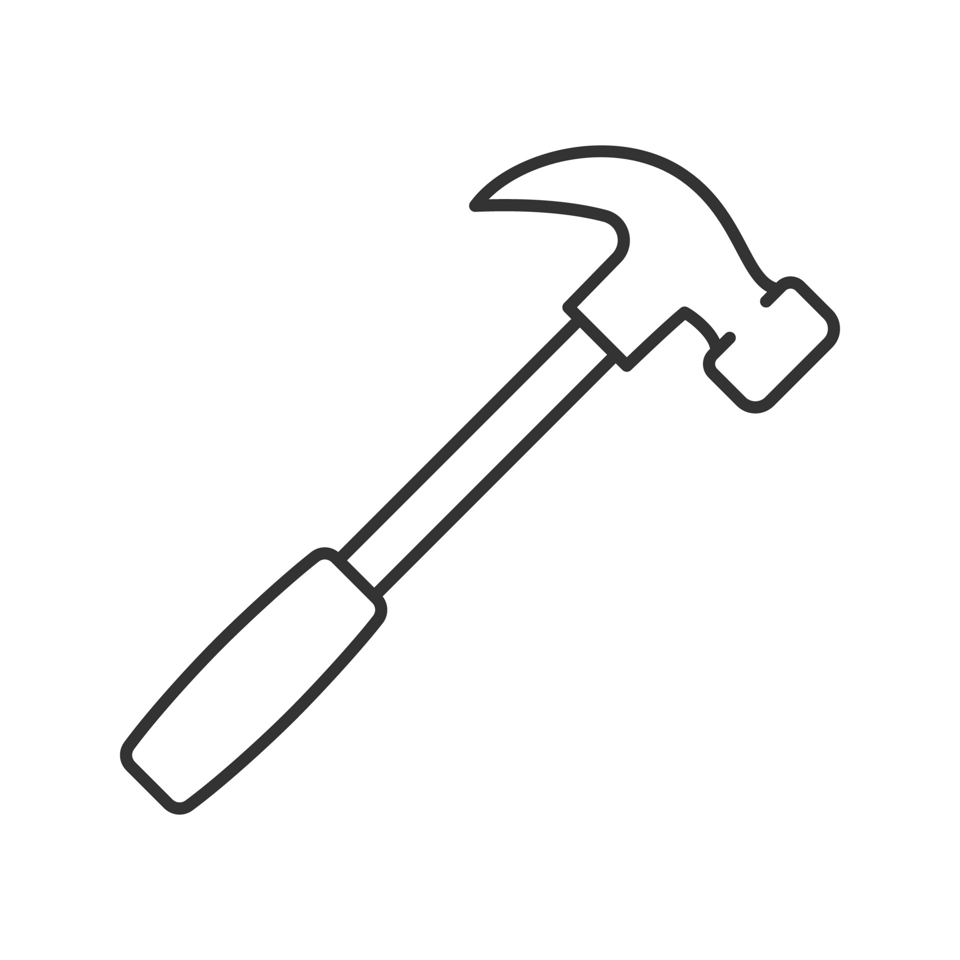 Hammer linear icon. Thin line illustration. Contour symbol. Vector ... Hammer linear icon. Thin line illustration. Contour symbol. Vector ...