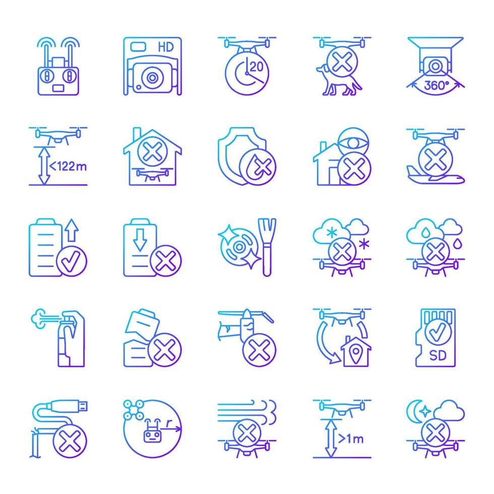 Drone usage gradient linear vector manual label icons set 3761723 Vector Art at Vecteezy
