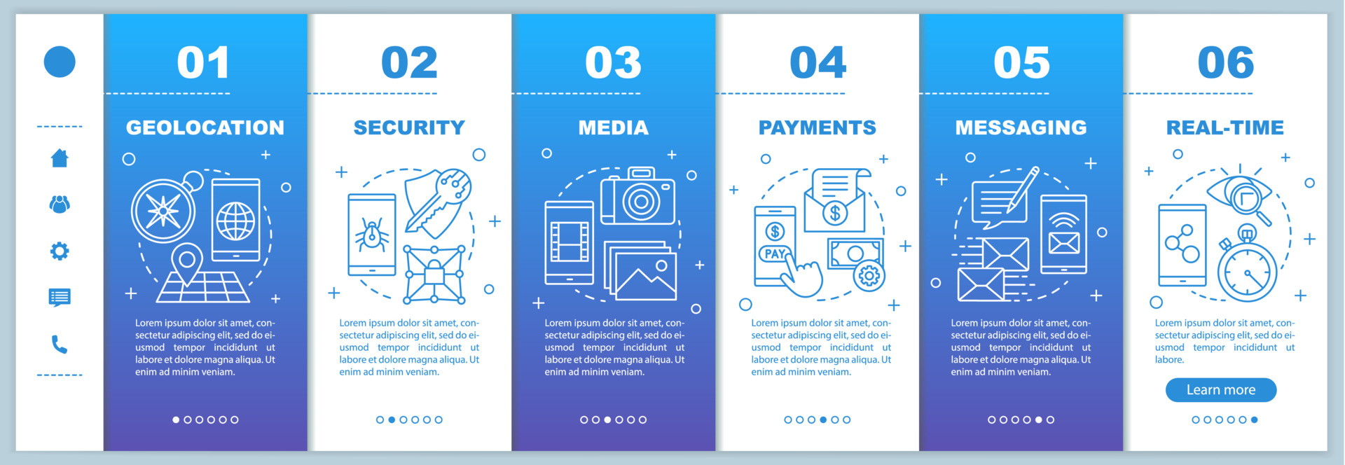 App Development Onboarding Mobile Web Pages Vector Template Media