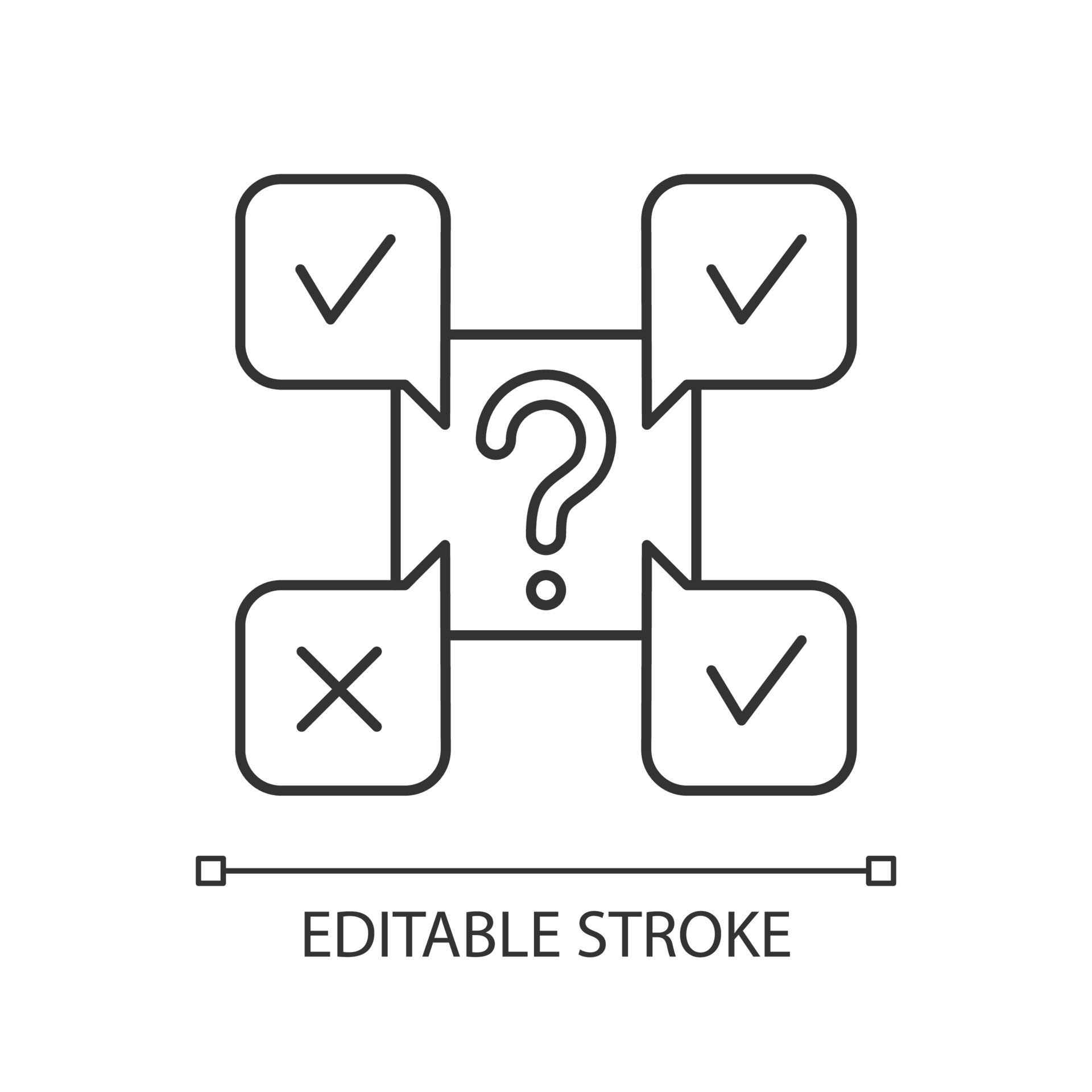 Online Survey Linear Icon Questions And Answers Sign Correct And Wrong Checkmark Chat