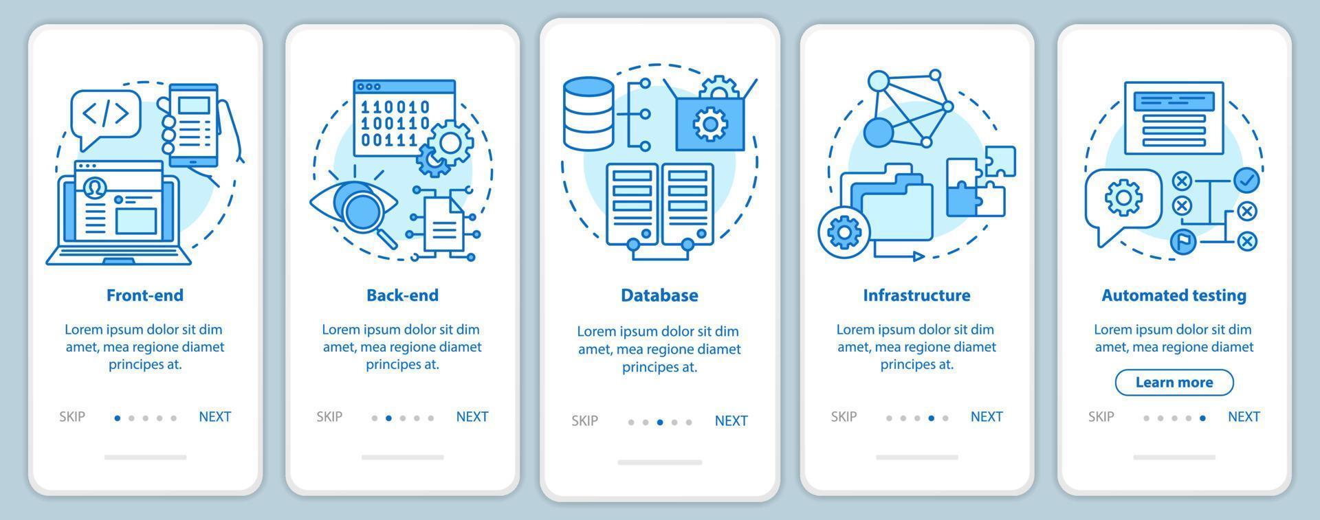 Software Development Onboarding Mobile App Page Screen Vector Template
