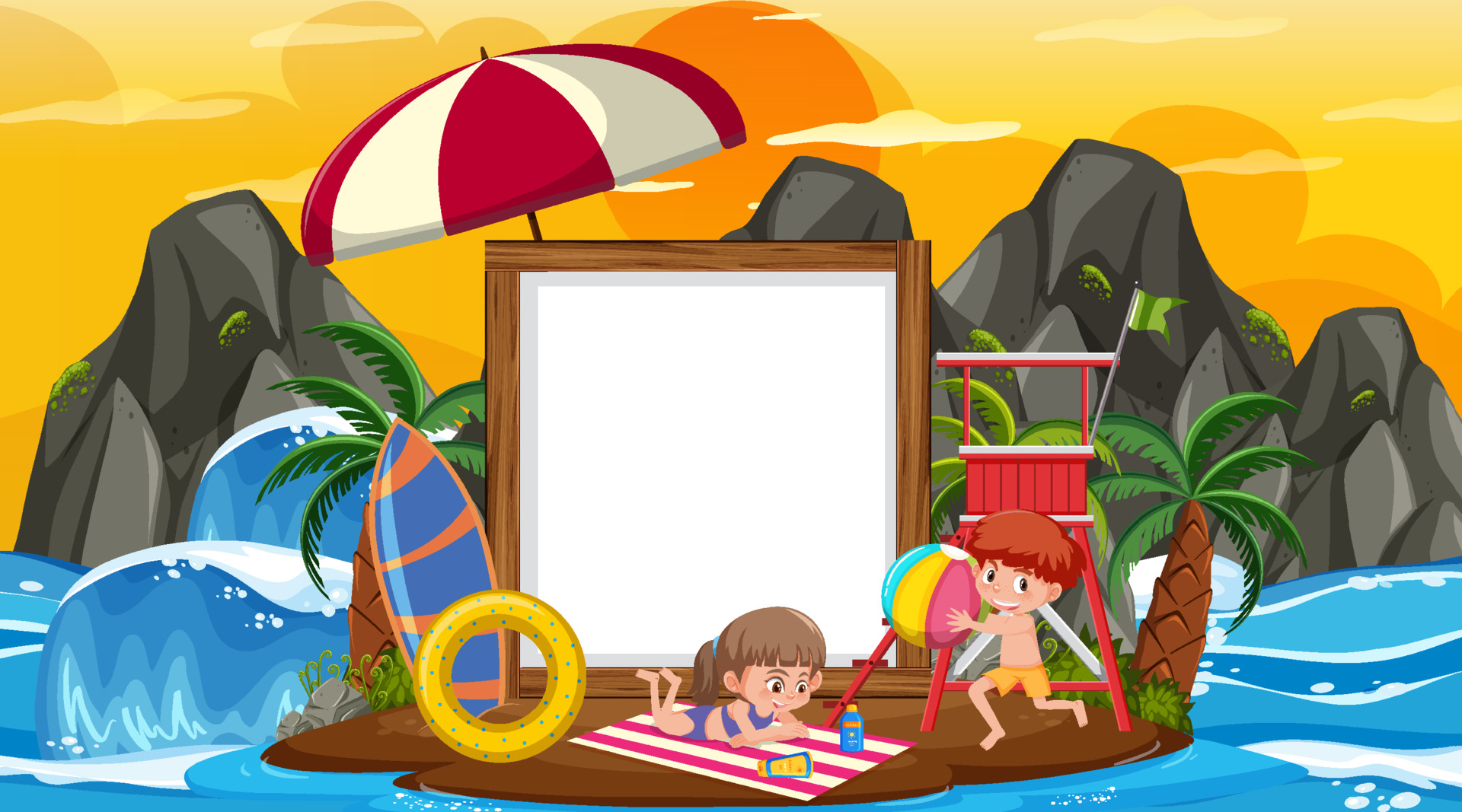 Beach Scene Vector Art, Icons, and Graphics for Free Download