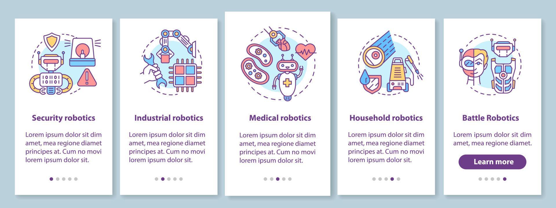 Types Robotics Onboarding Mobile App Page Screen With Linear Concepts Guard Industrial