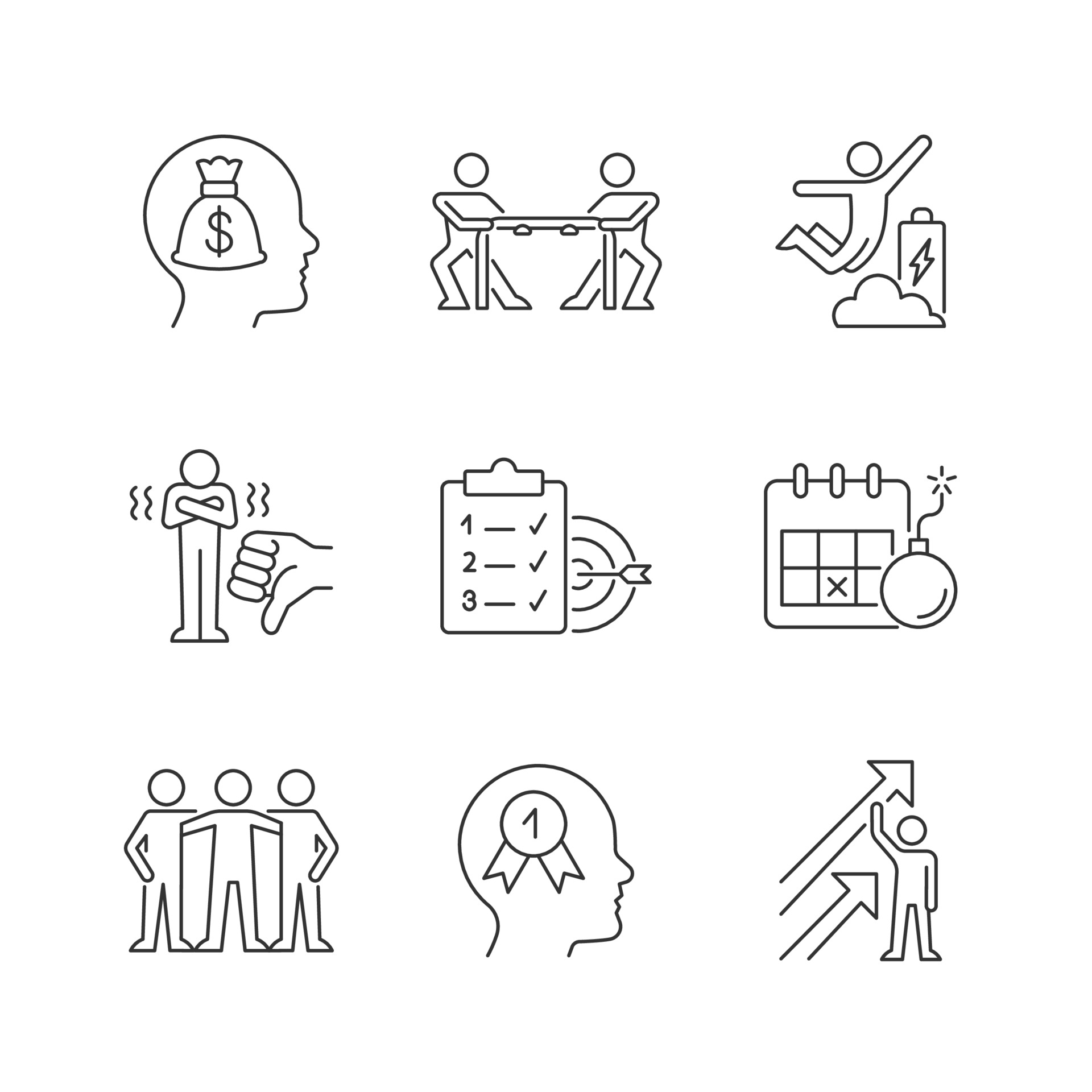 Motivation stimulus linear icons set 3764210 Vector Art at Vecteezy Motivation stimulus linear icons set 3764210 Vector Art at Vecteezy