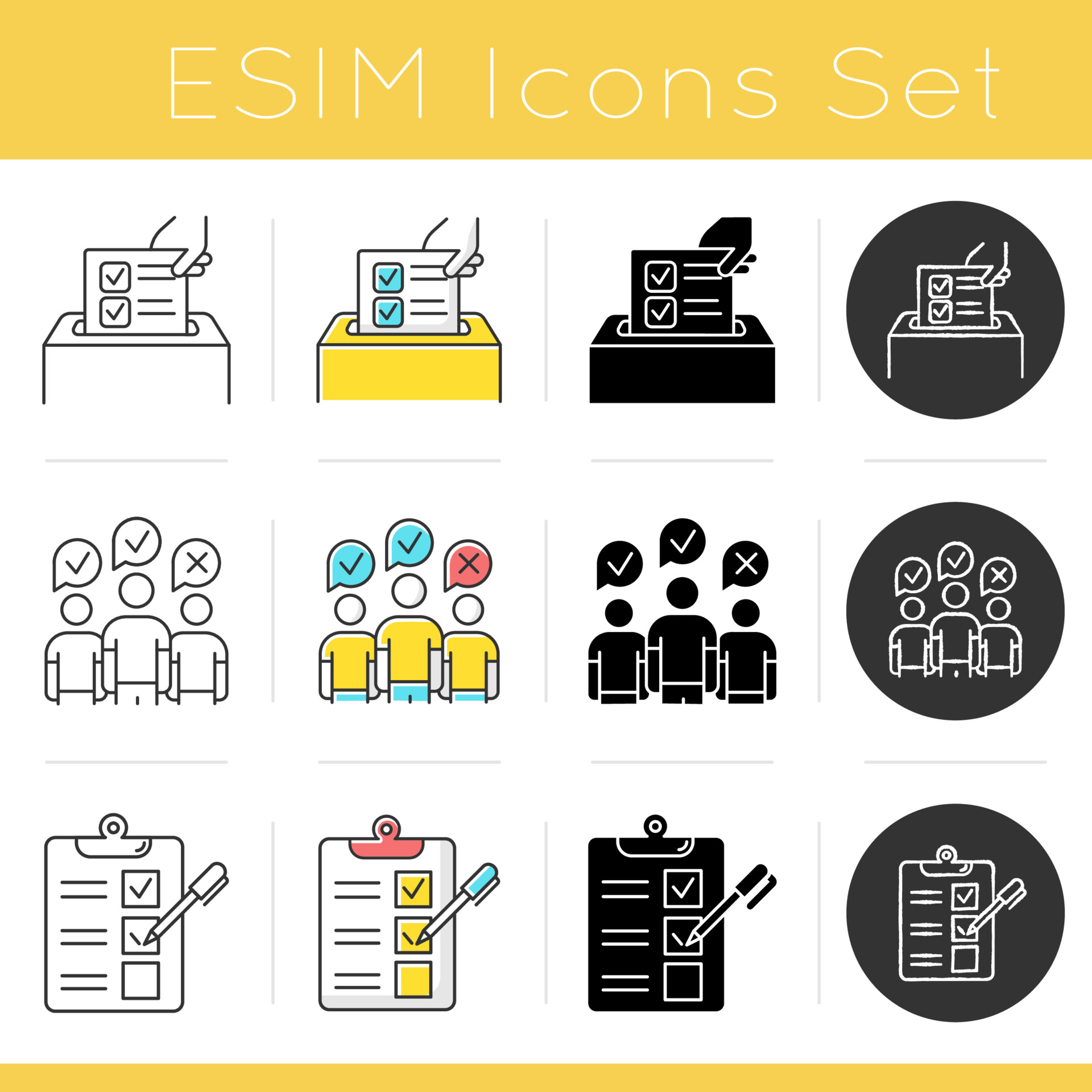Survey methods icons set. Anonymous poll. Focus group. Questionnaire ... Survey methods icons set. Anonymous poll. Focus group. Questionnaire ...