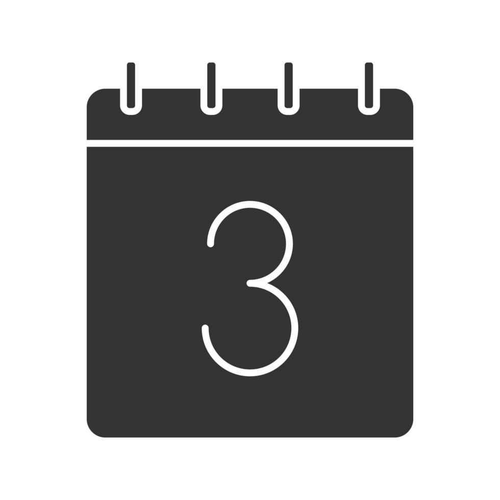 Third Day Of Month Glyph Icon Date Silhouette Symbol Calendar With 3 Third Day Of Month Glyph Icon Date Silhouette Symbol Calendar With 3