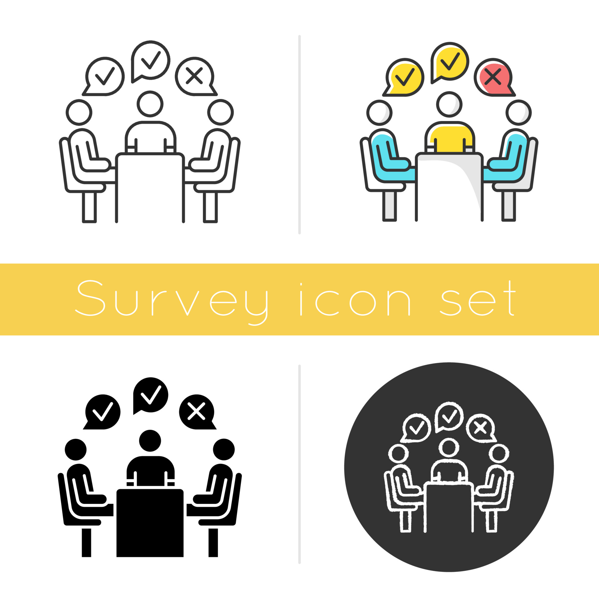 Group administered survey icon. Public opinion polling. Social research ... Group administered survey icon. Public opinion polling. Social research ...